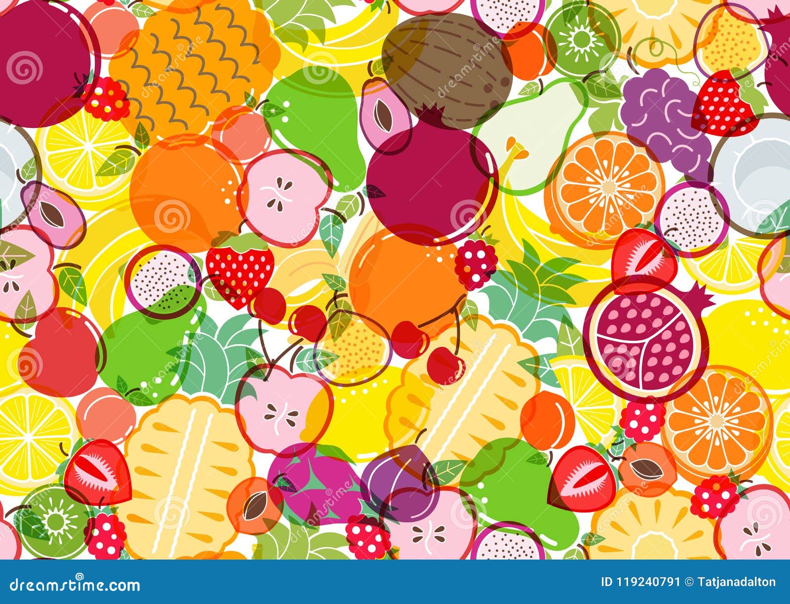 Fruit Mix Pattern on White Background Stock Vector - Illustration of ...
