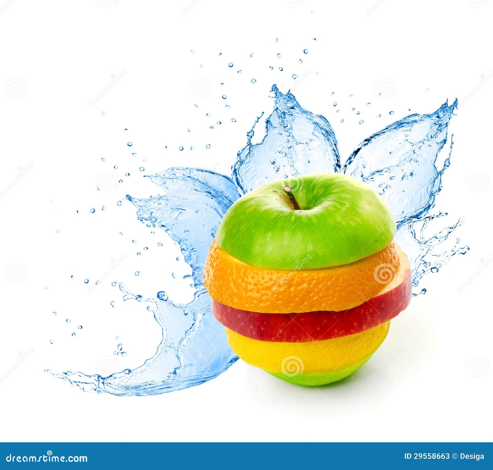 Fruit mix in water splash stock image. Image of green - 29558663