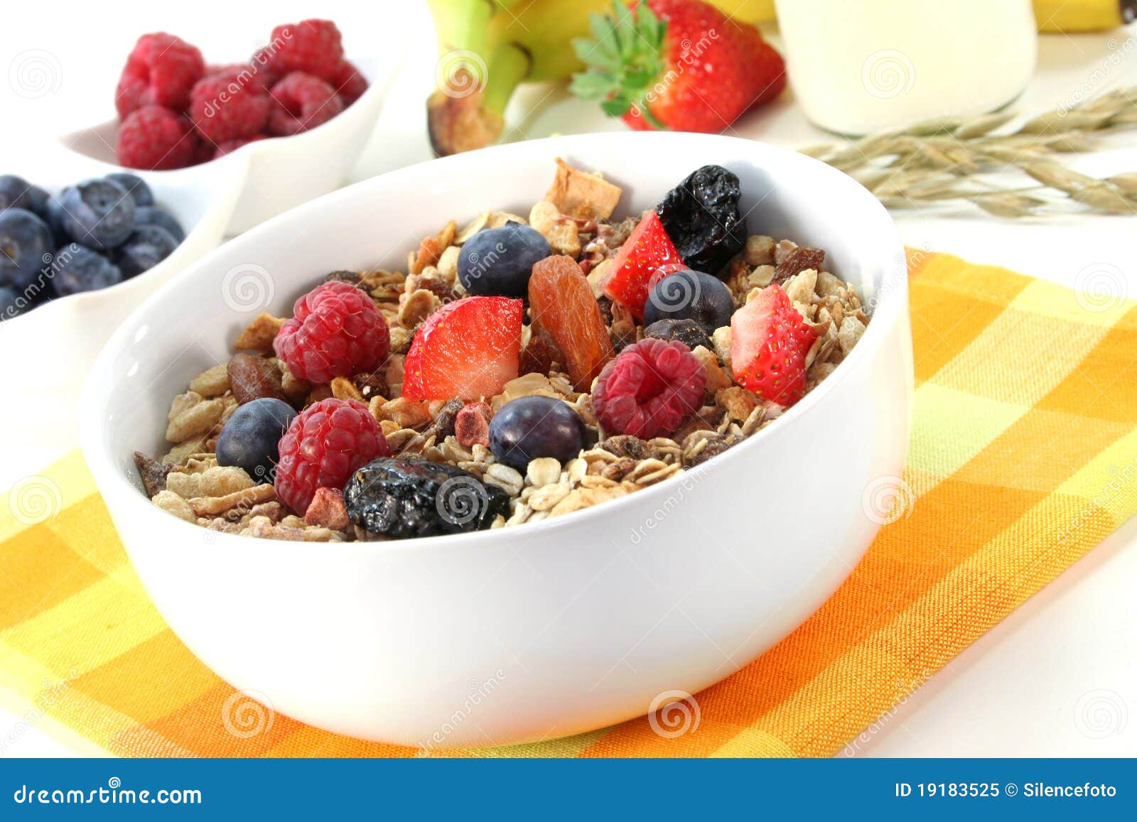 Fruit Muesli stock image. Image of raspberries, muesli - 19183525