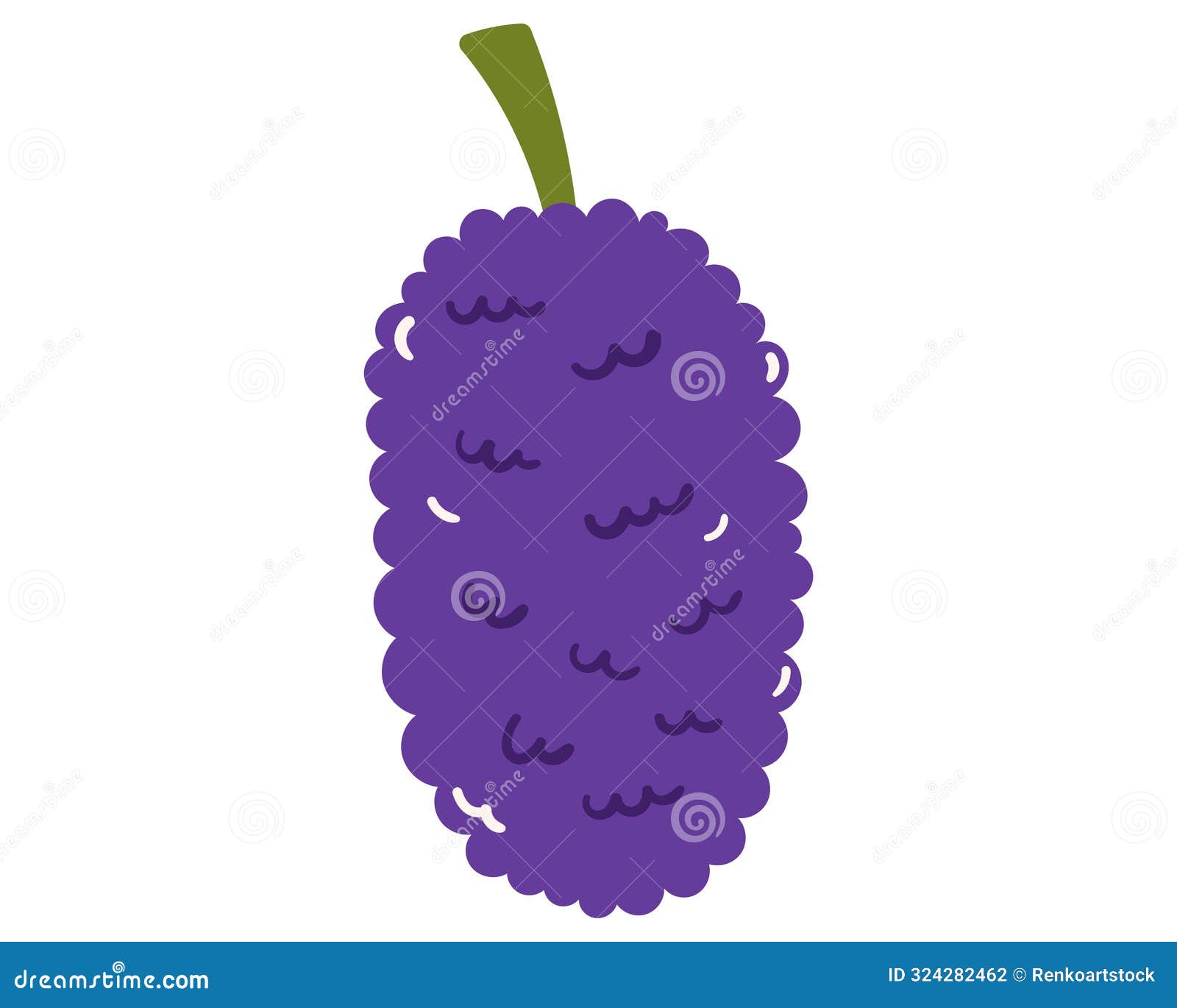 Fruit Mulberry in Cartoon Hand Drawn Simple Style. Editable Variable ...
