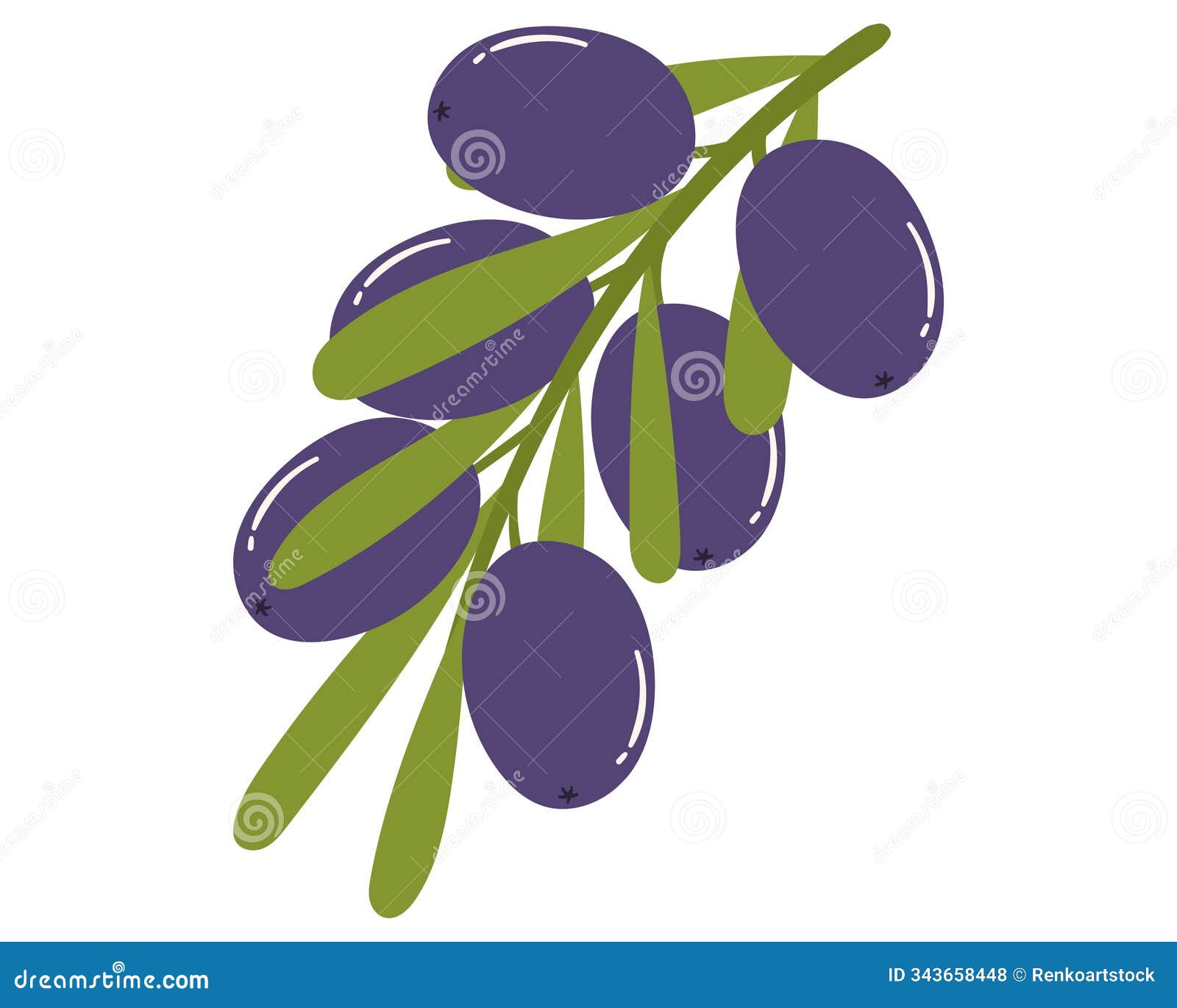 Fruit Olive in Cartoon Hand Drawn Simple Style. Editable Variable Color ...