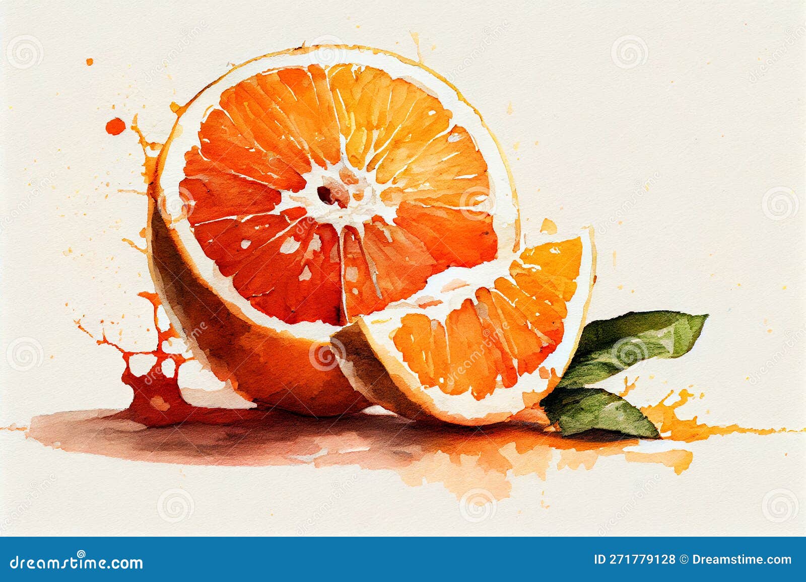 Fruit Orange Drawing with Bit of Watercolour Stock Illustration ...