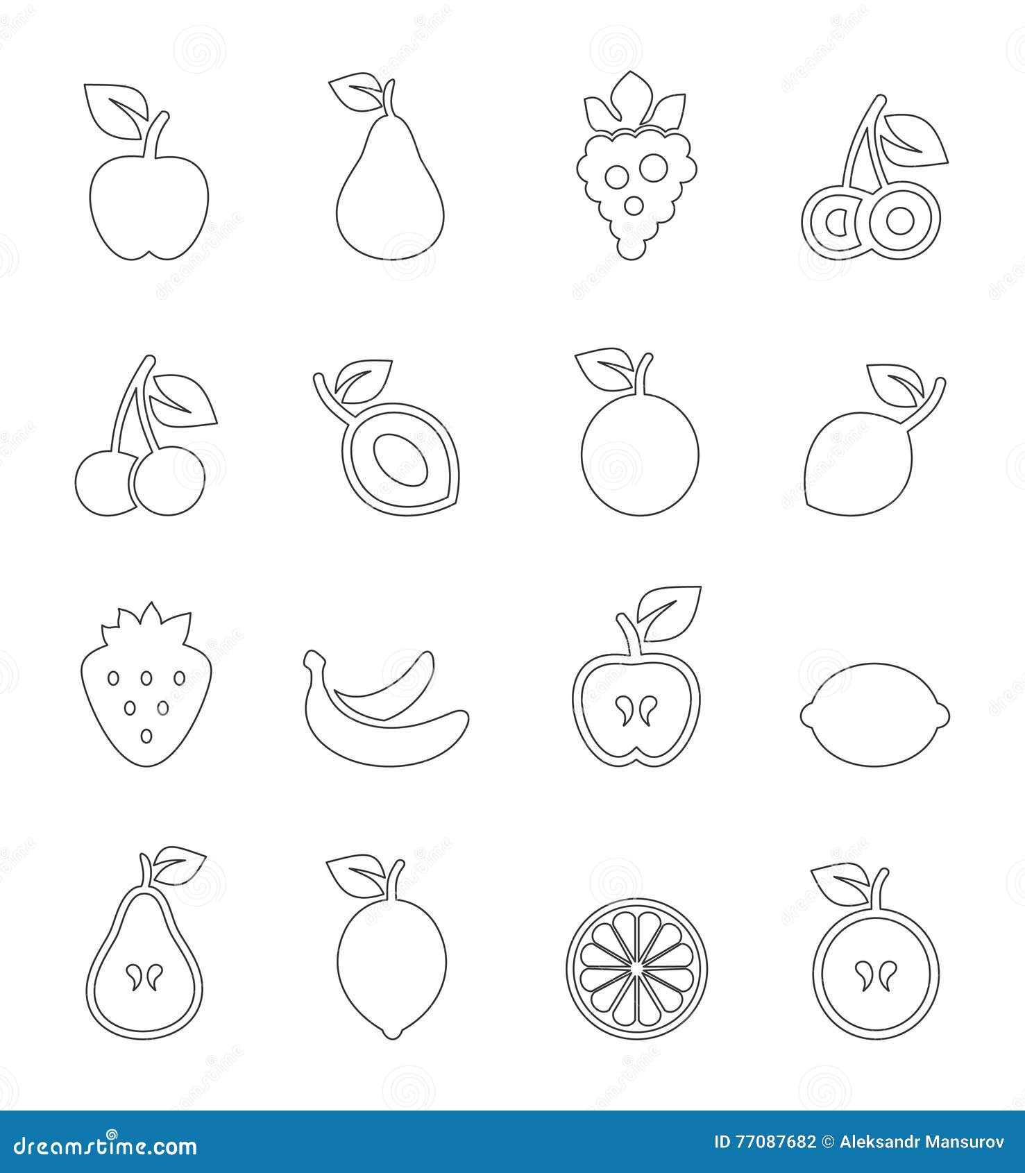 Fruit outline stock vector. Illustration of apple, strawberry - 77087682