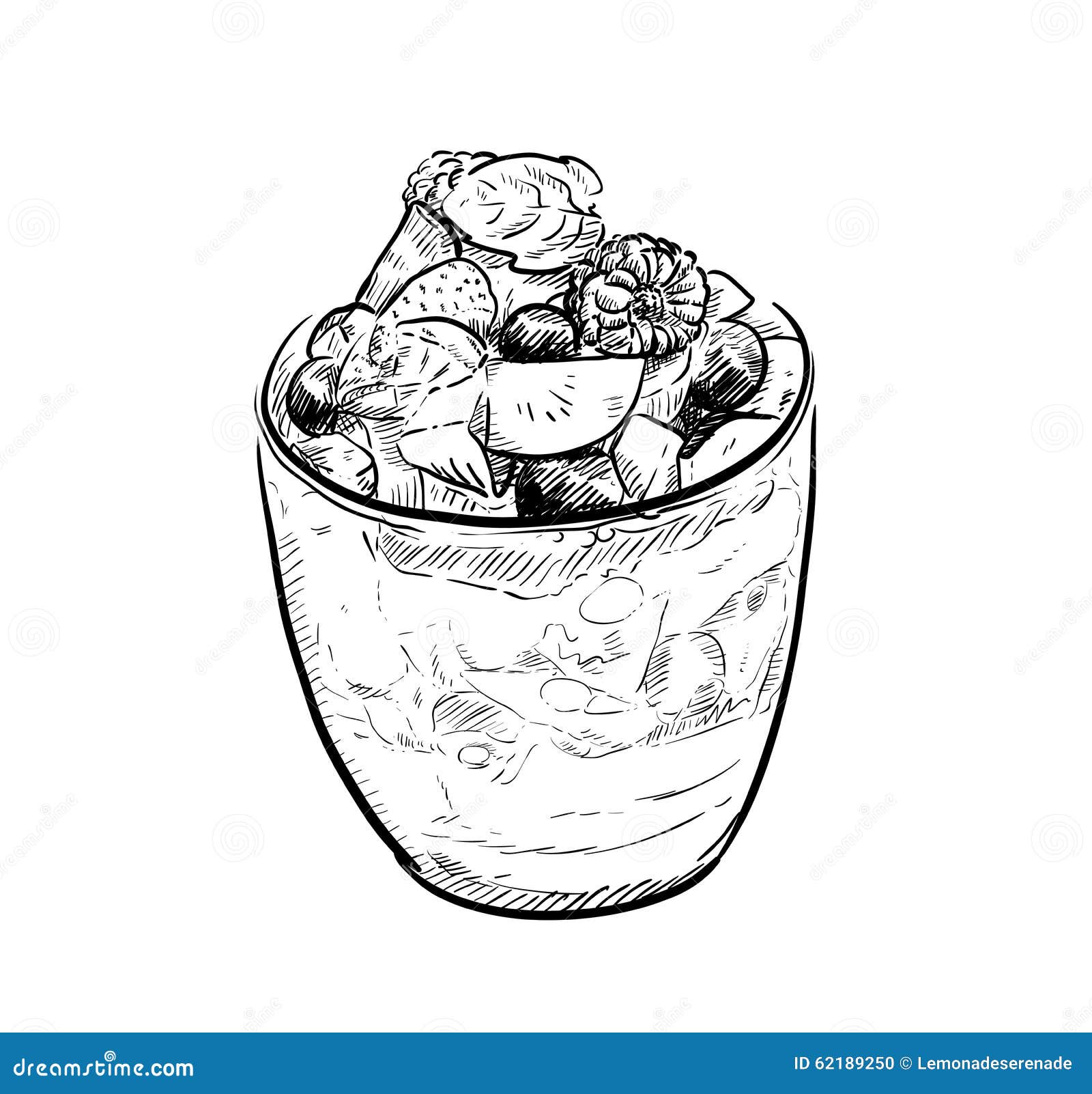 Fruit Parfait Doodle stock vector. Illustration of pencil - 62189250