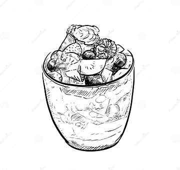 Fruit Parfait Doodle stock vector. Illustration of pencil - 62189250