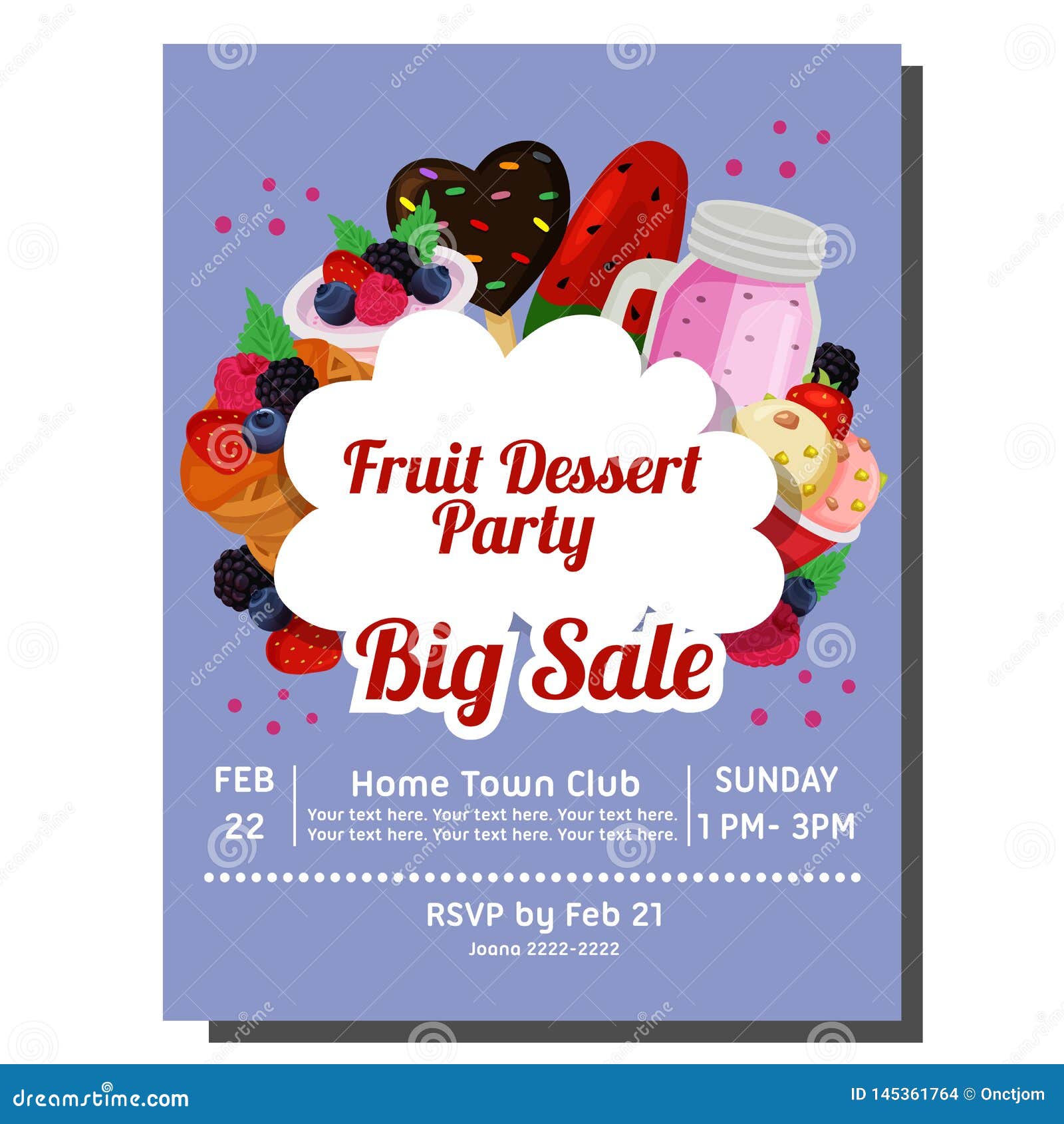 Fruit Party Invitation Card with Delicious Food Stock Vector ...