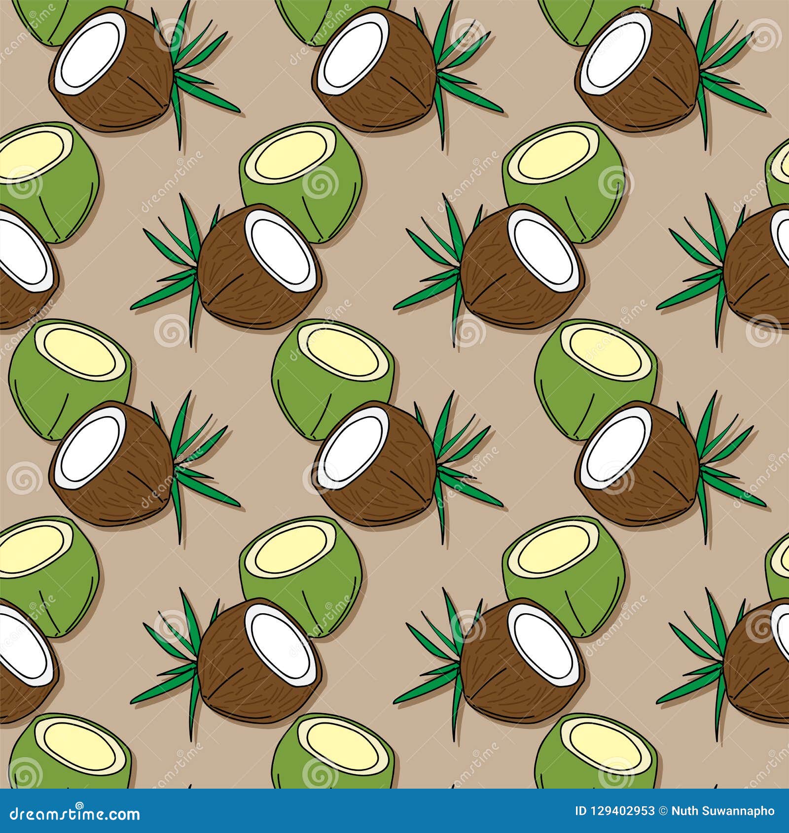 Fruit Pattern Background Graphic Coconut Stock Vector - Illustration of ...