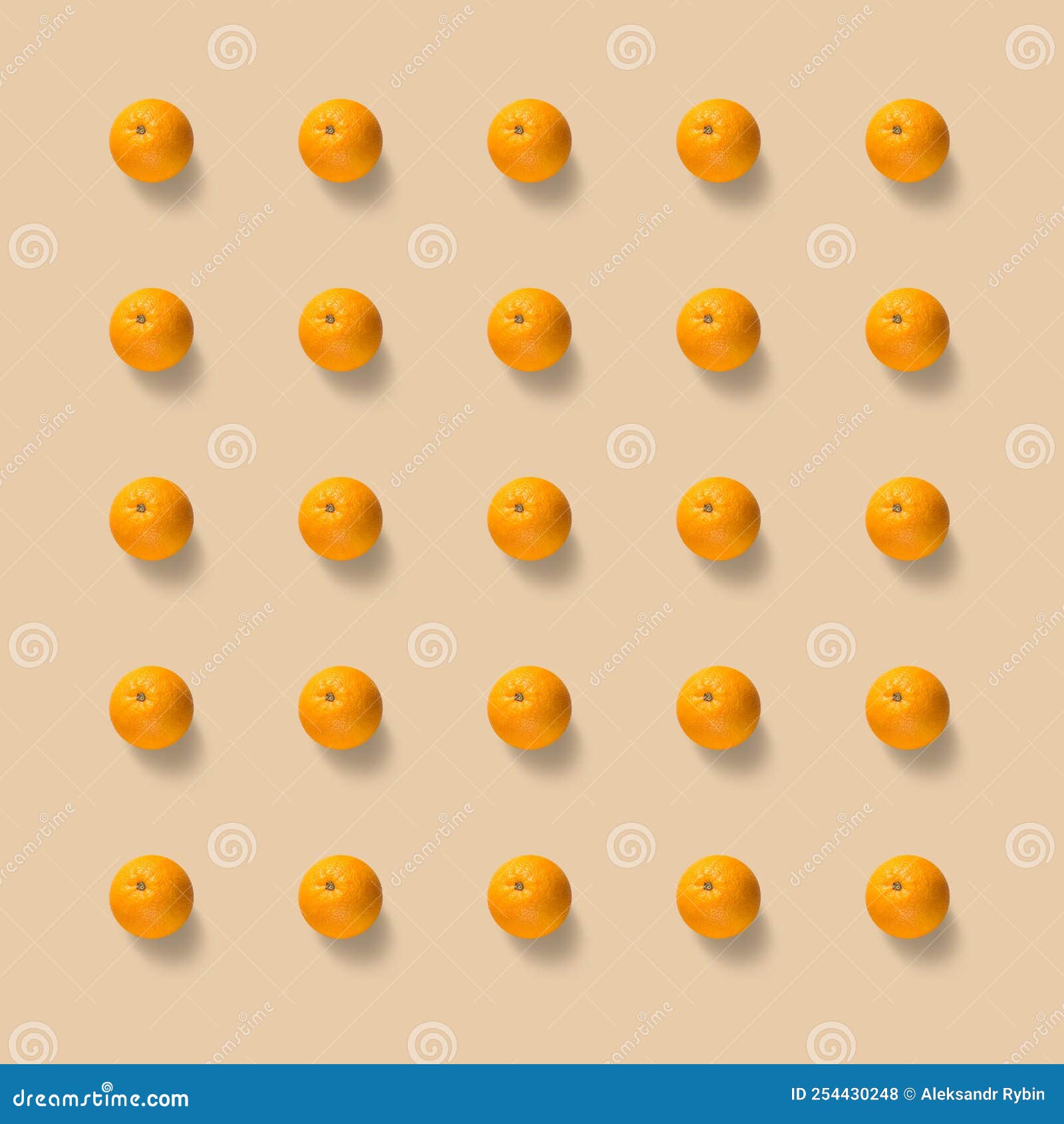 Fruit Pattern of Fresh Oranges on Yellow Background. Pop Art Design ...