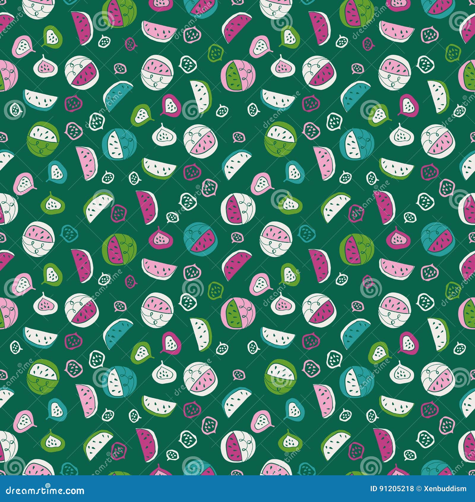 Fruit Pattern Melon and Watermelon Stock Illustration - Illustration of ...