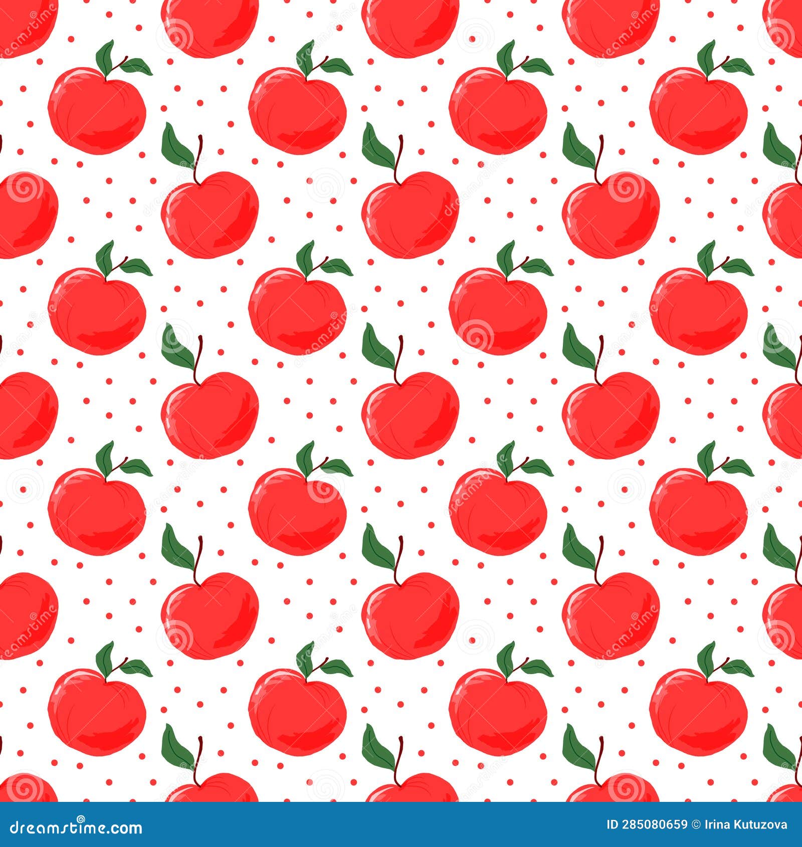 Fruit Pattern. Ornament with Red Apples. Vector Stock Vector ...