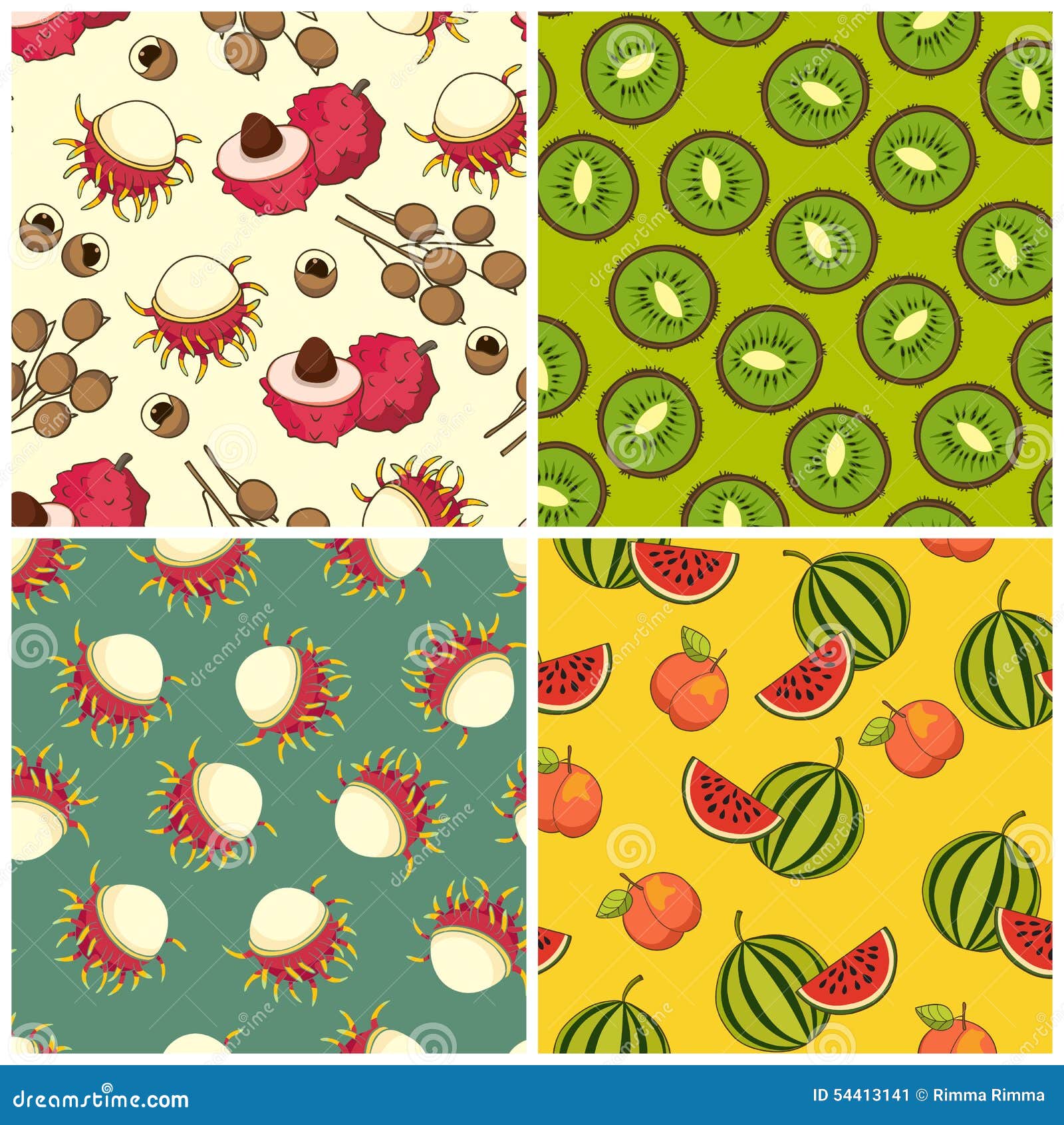 Fruit pattern set stock vector. Illustration of litchi - 54413141