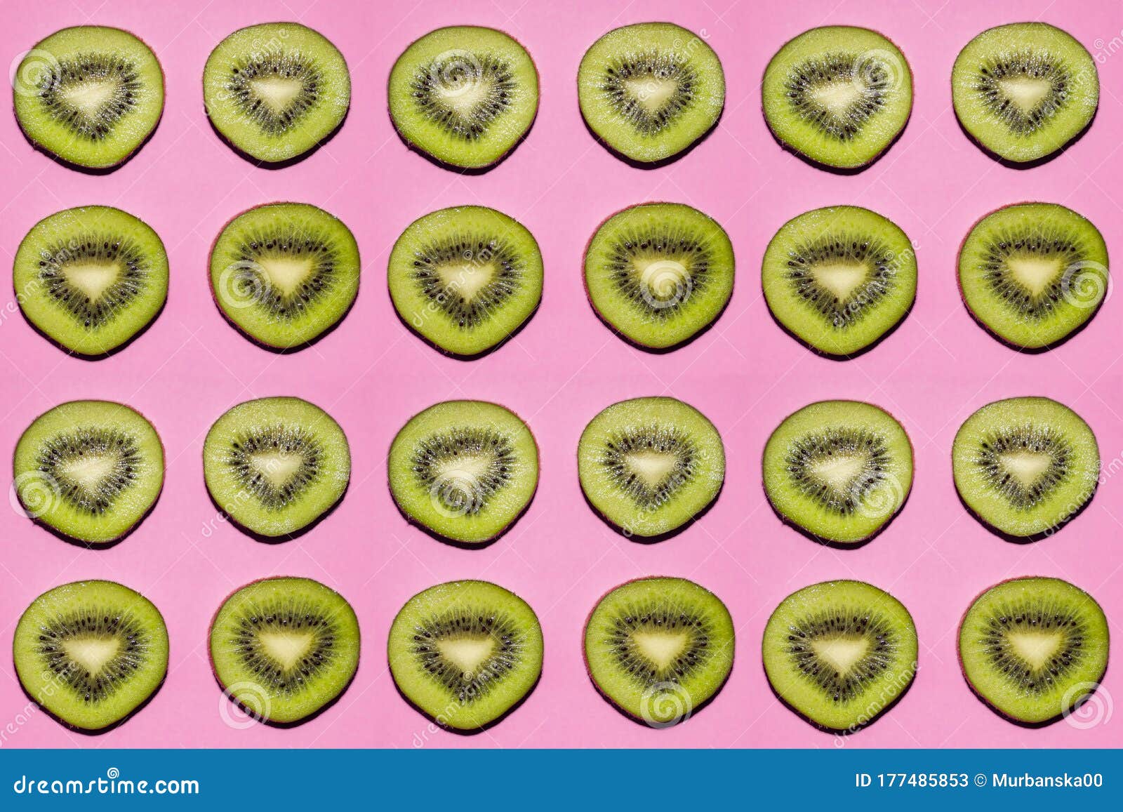 Fruit Pattern. Slices of Kiwi Fruit on Pink Background Stock Image ...