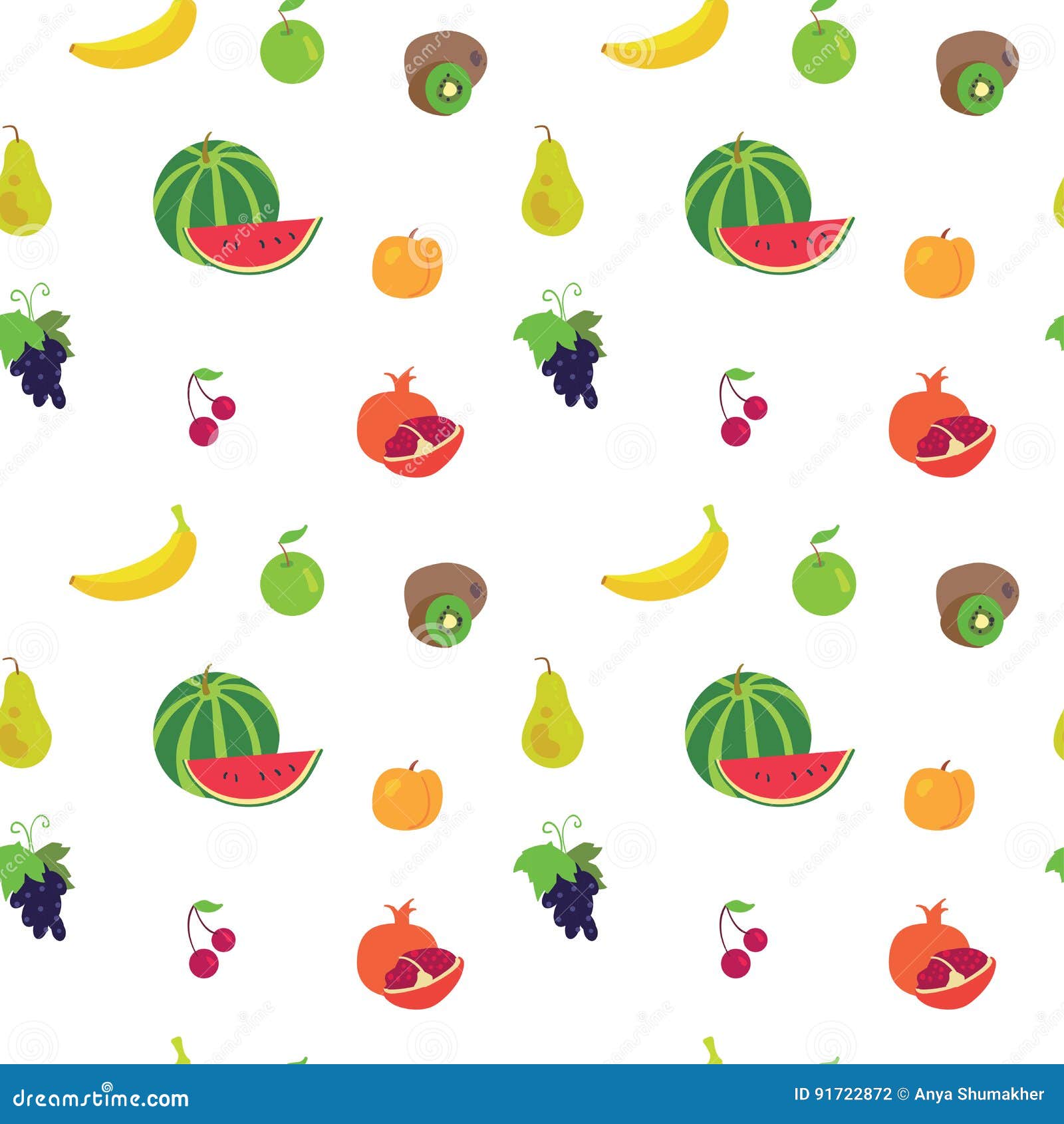 Fruit Pattern on a White Background Stock Illustration - Illustration ...