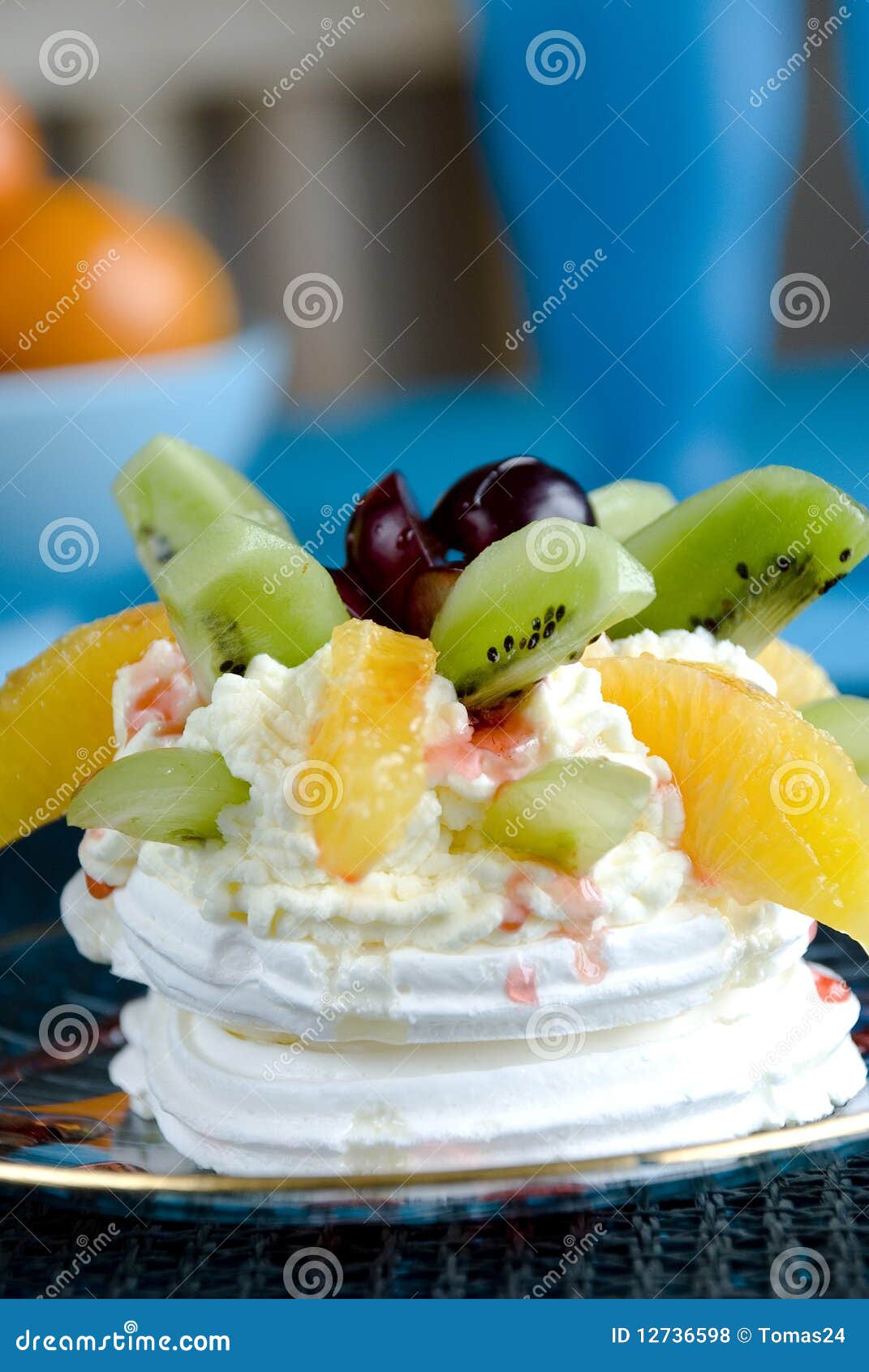 Fruit Pavlova stock photo. Image of syrup, meringue, pudding - 12736598