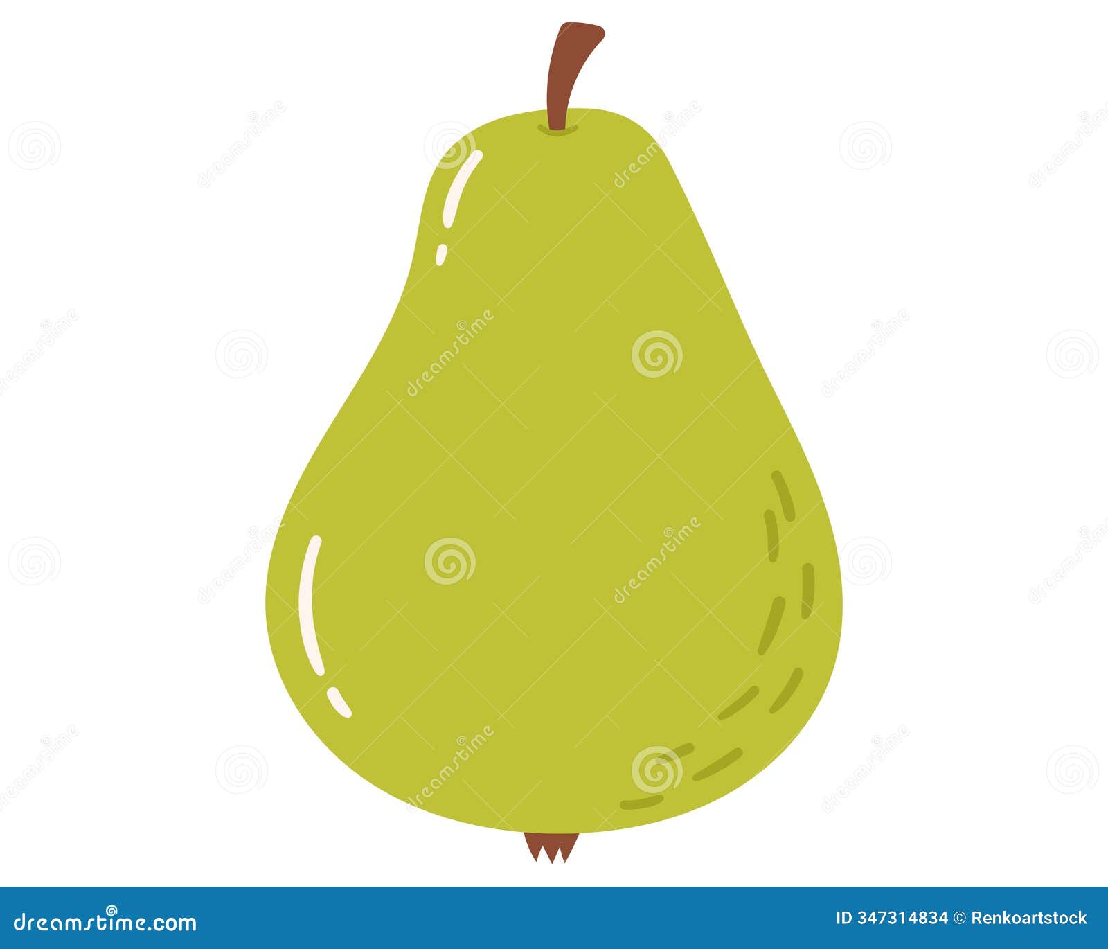 Fruit Pear In Cartoon Hand Drawn Simple Style. Editable Variable Color ...