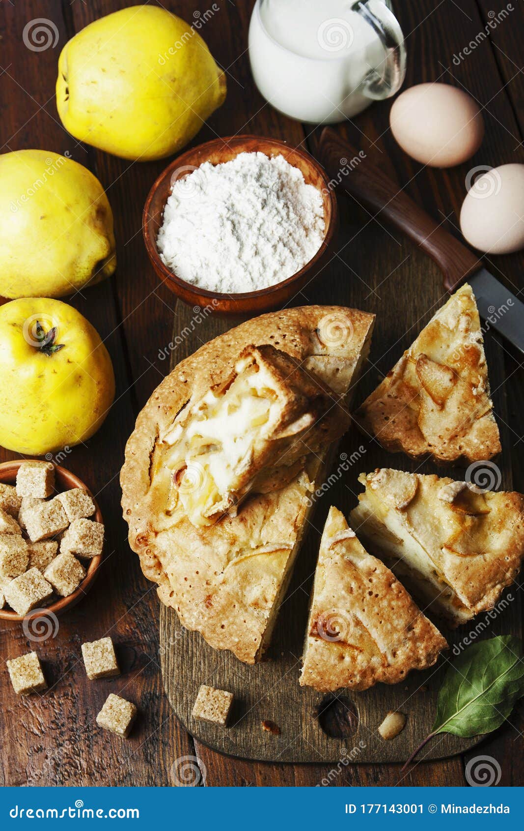 Fruit pie with quince stock image. Image of rustic, organic - 177143001