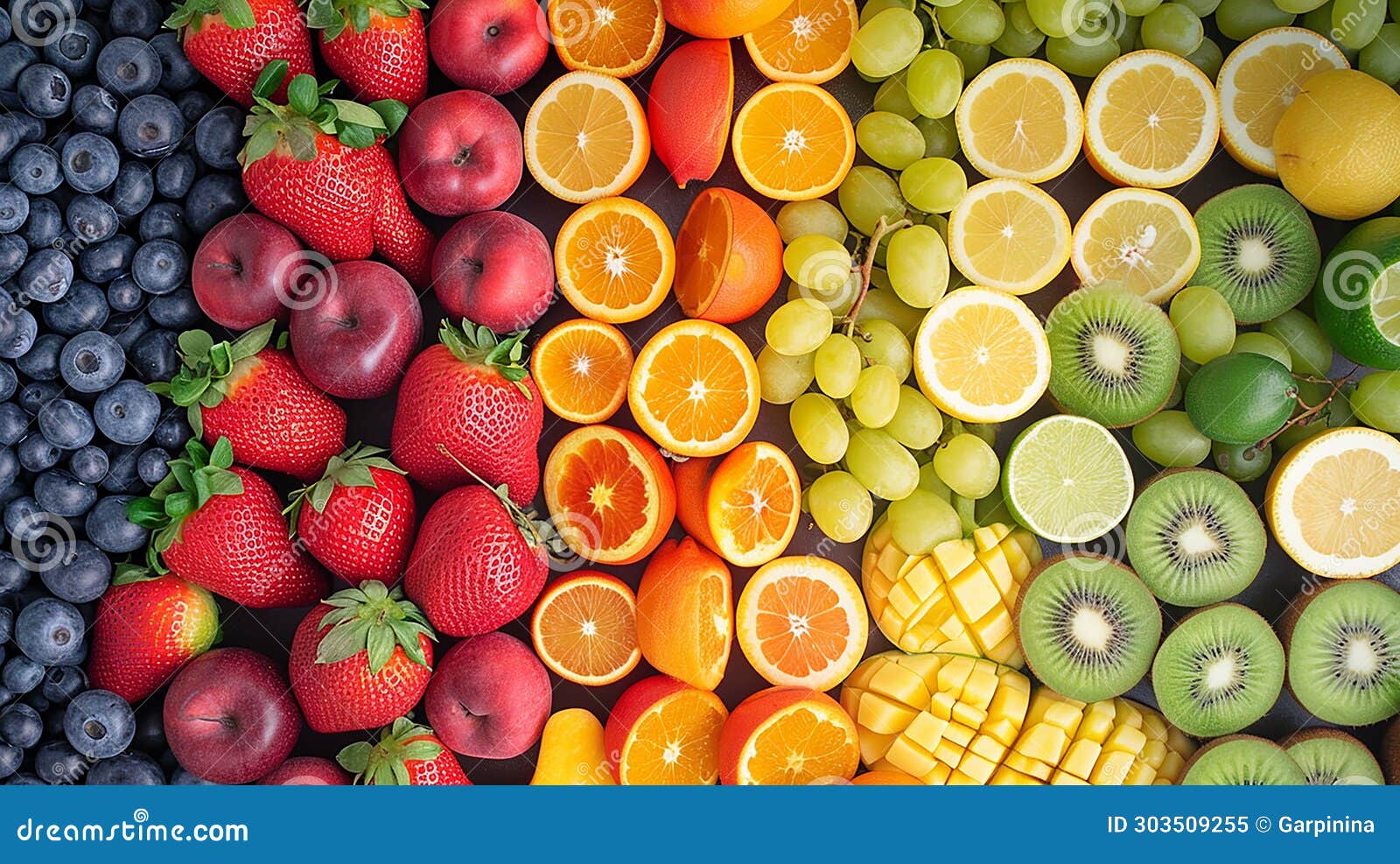 Fruit in Pieces and Whole Arranged in an Orderly and Chromatically ...