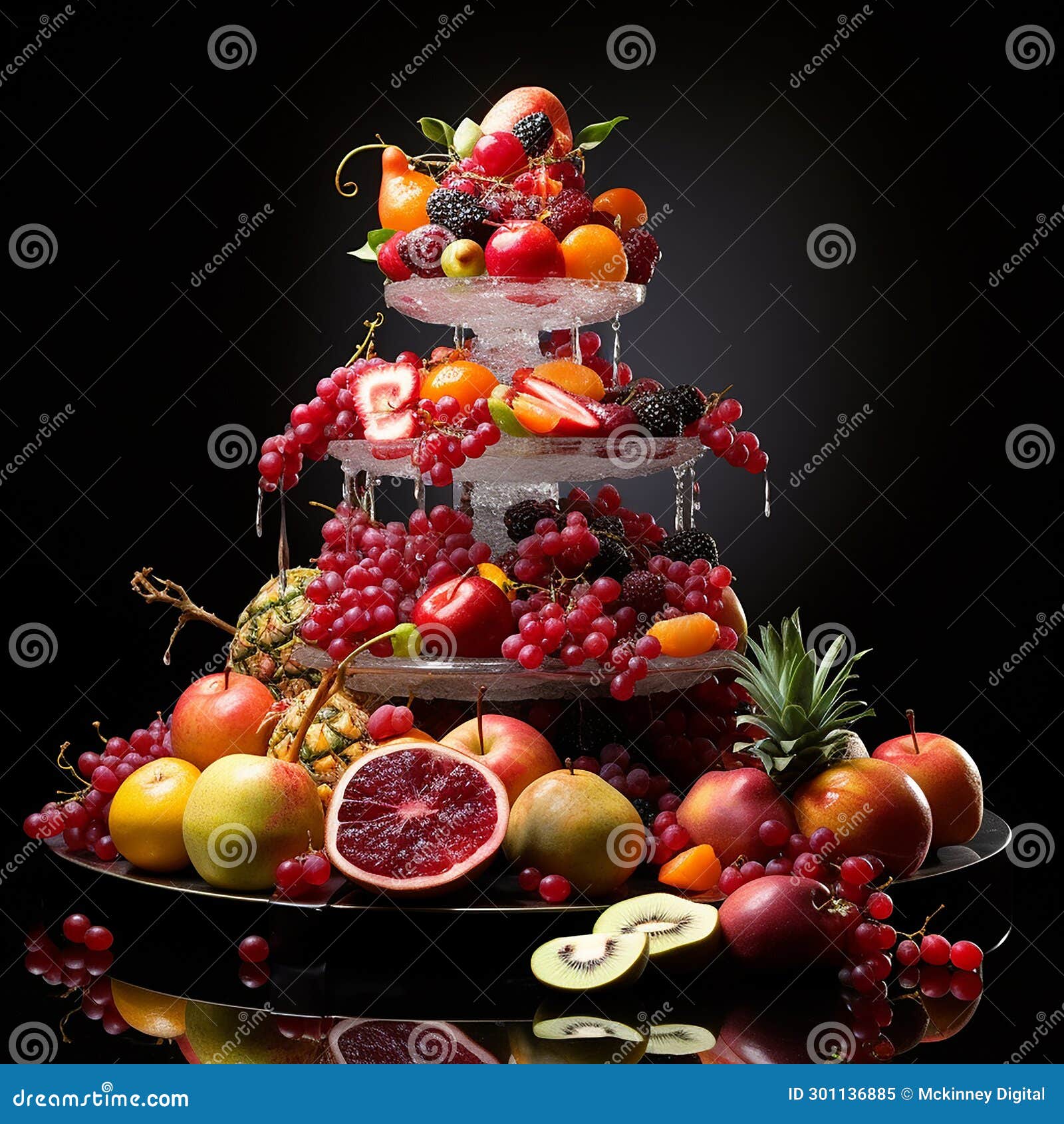 An Array of Fruits Piled Up on Display with Studio Lighting Style ...