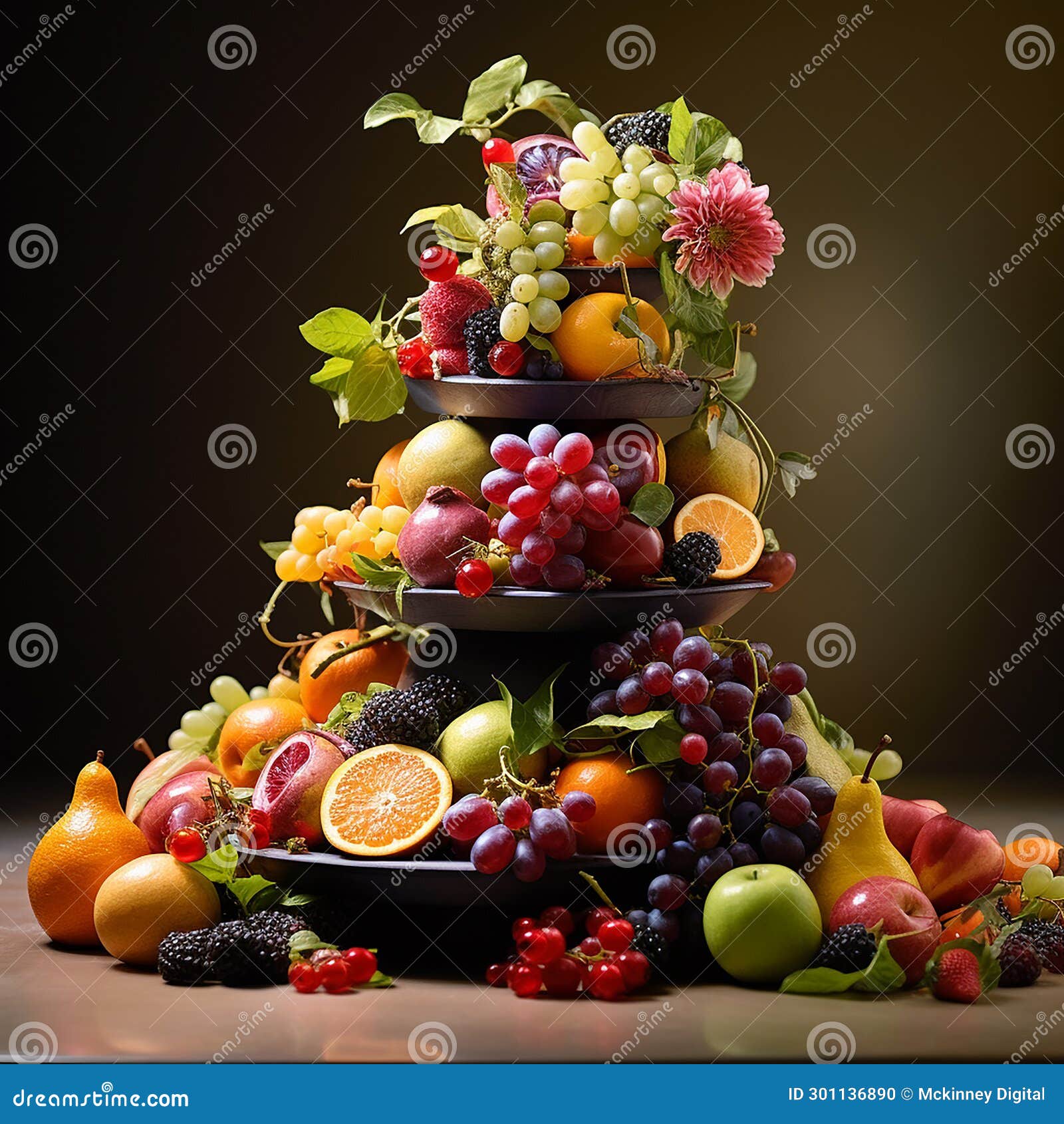 An Array of Fruits Piled Up on Display with Studio Lighting Style ...