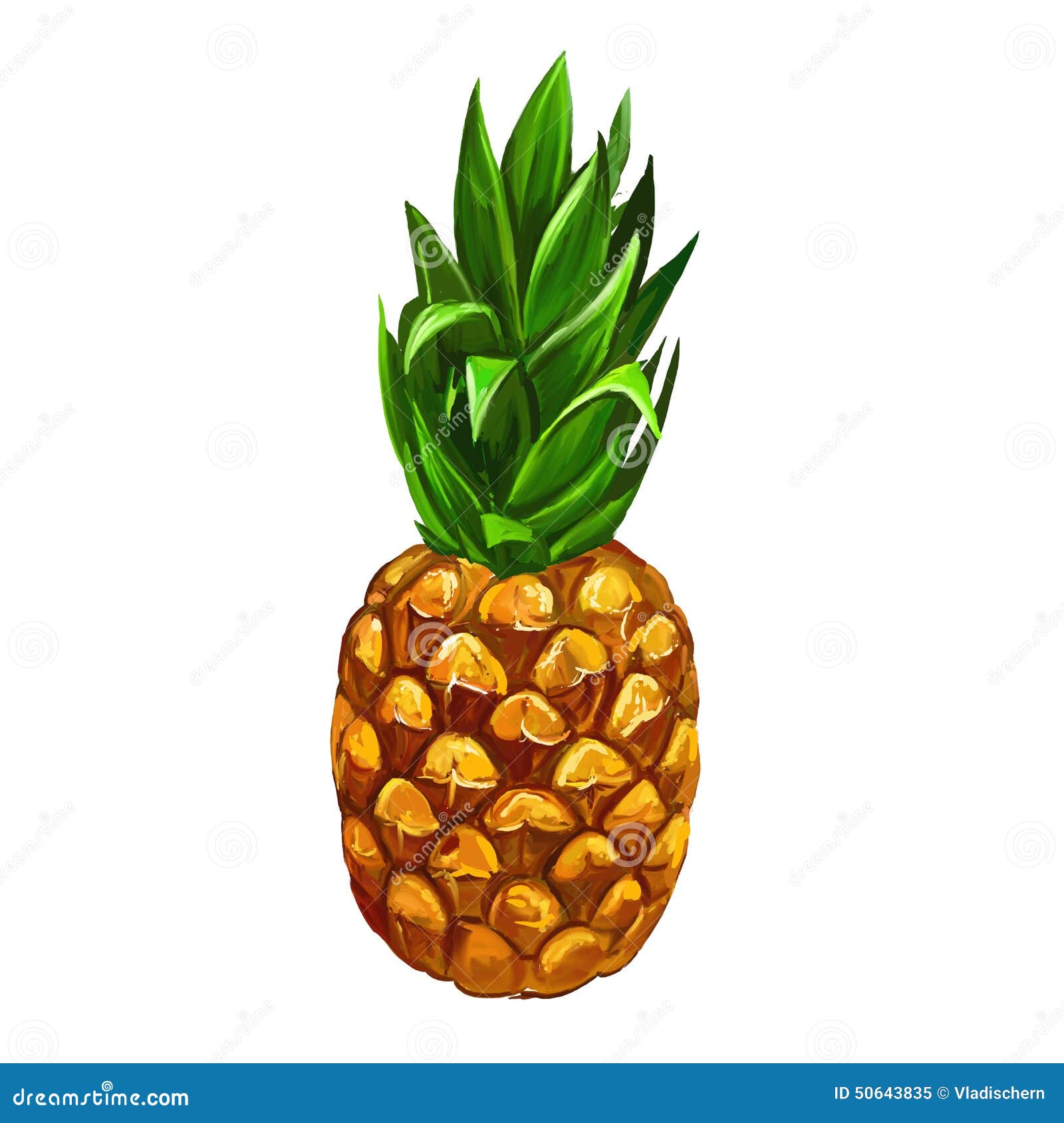 Pineapple Vector Illustration On Green Background. | CartoonDealer.com ...