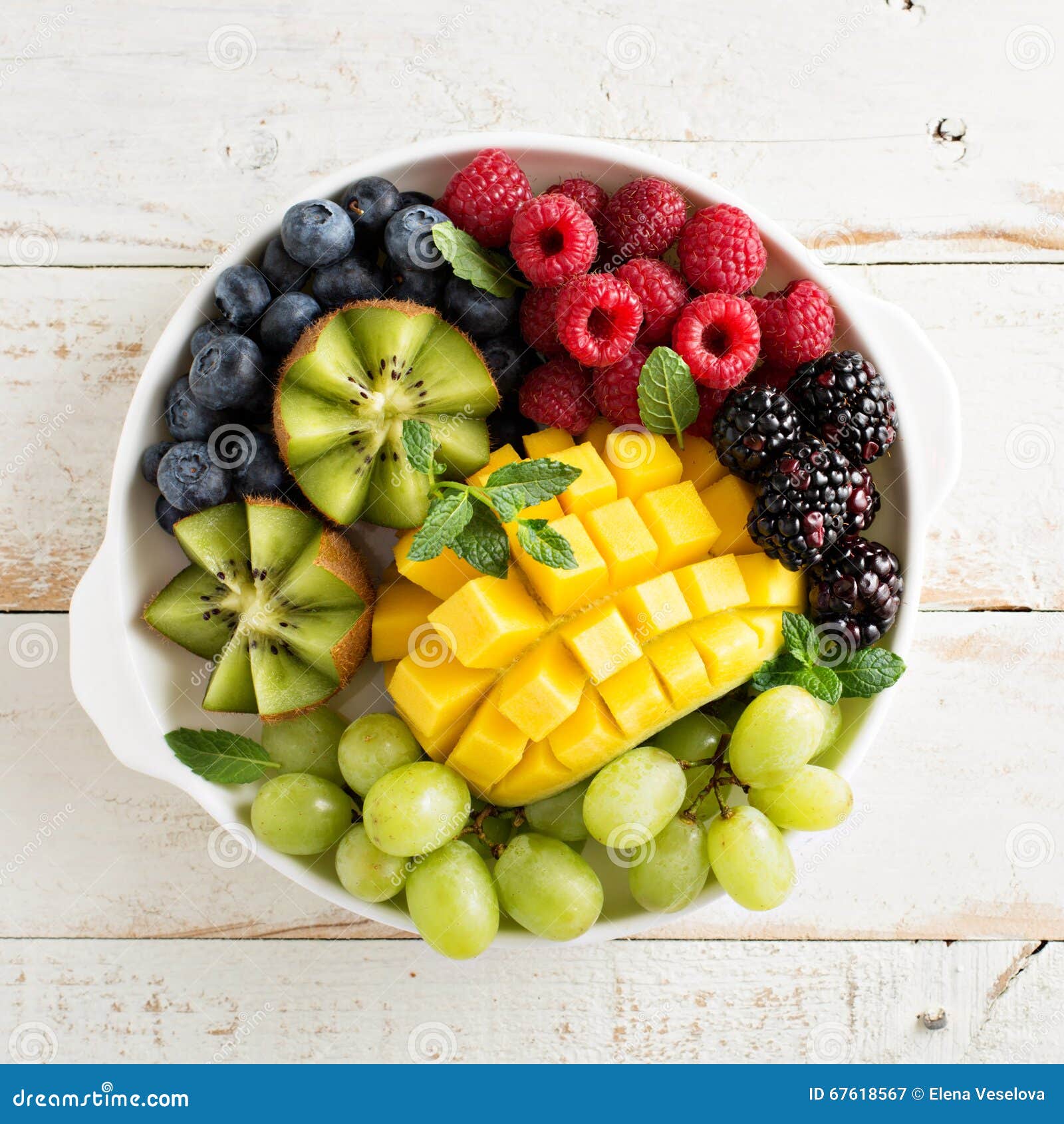 Fruit Plate with Berries, Mango and Kiwi Stock Image - Image of ...