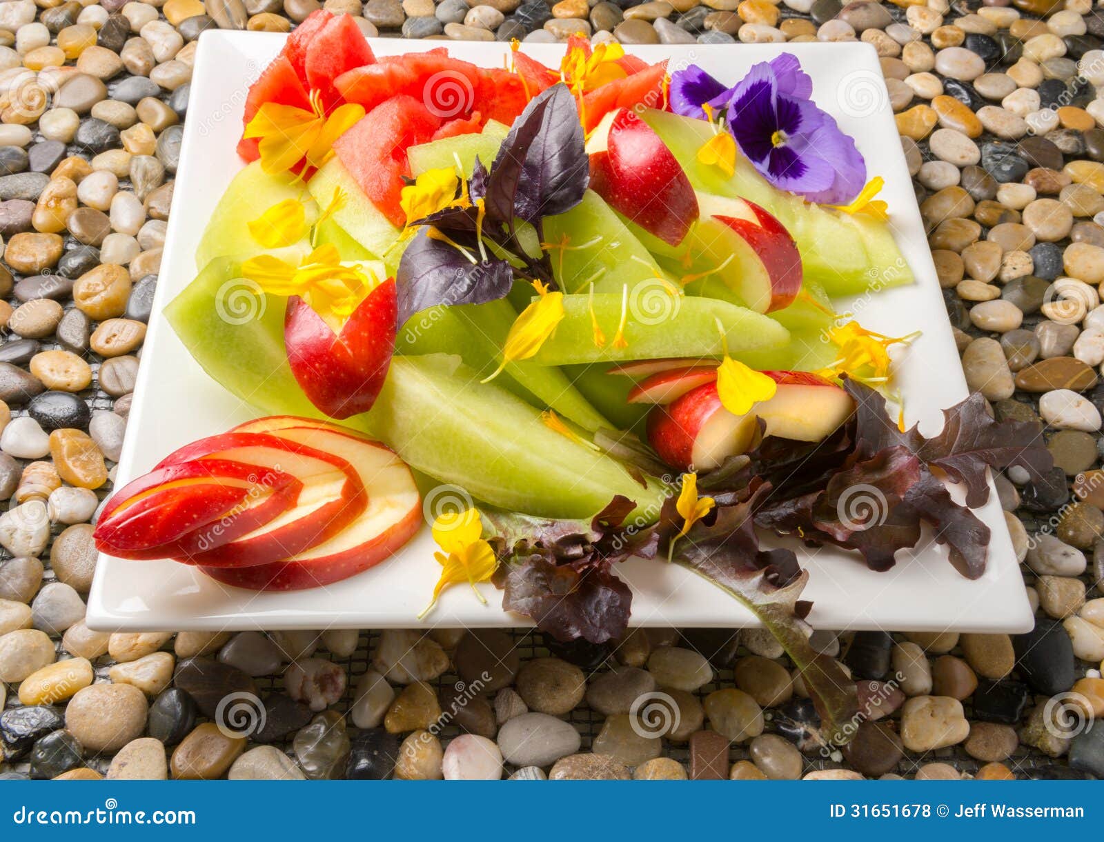 Fruit Plate with Flowers stock photo. Image of flowers - 31651678