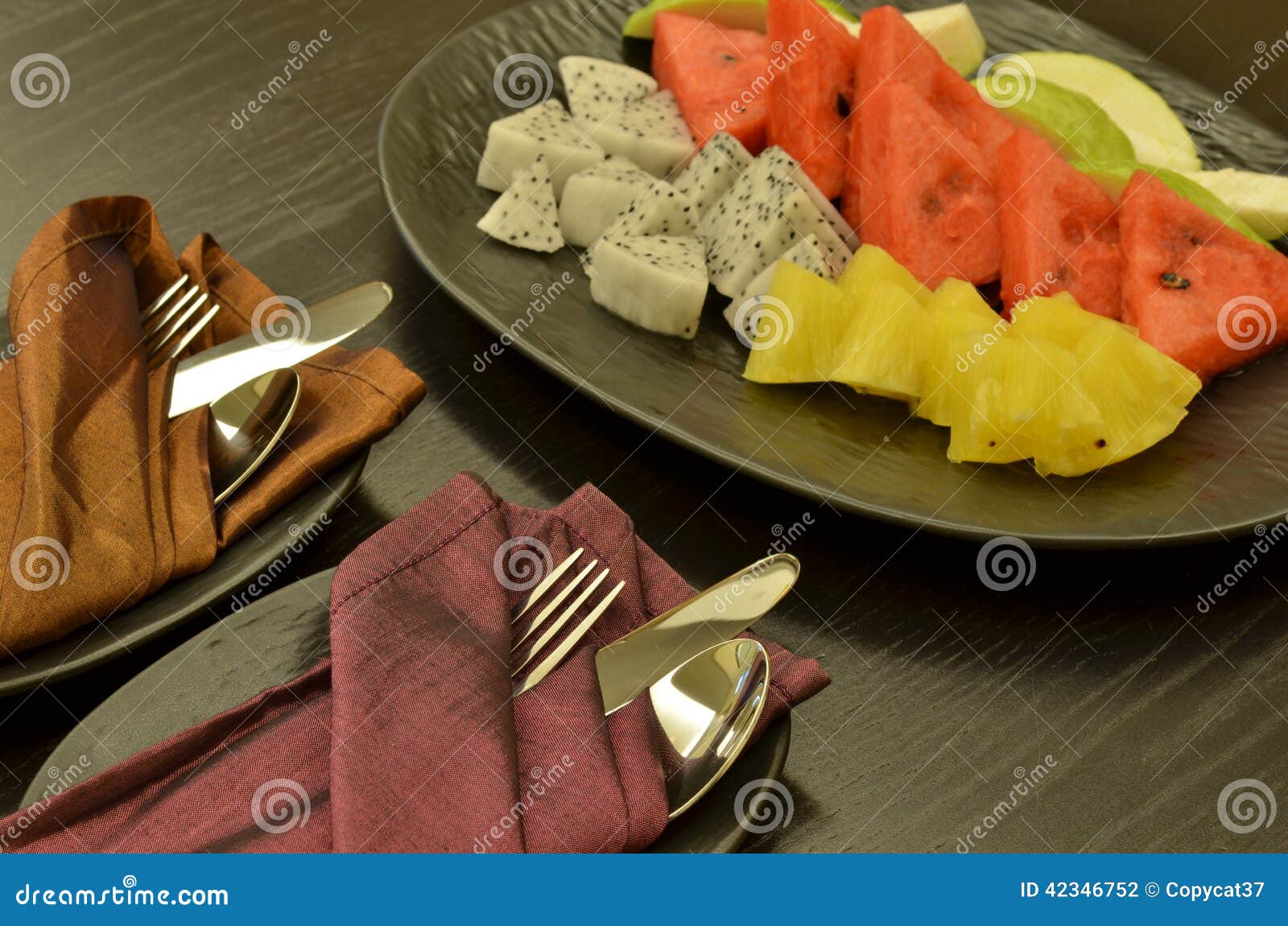 A Fruit Plate that Serve for Welcoming the Guest Stock Photo - Image of ...