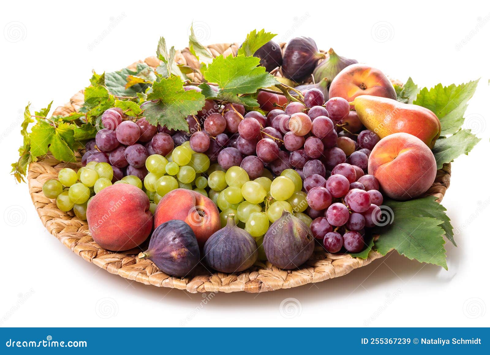 Fruit Platter. Grapes, Figs, Pears and Peaches Stock Image - Image of ...