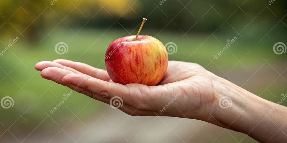 Fruit Portion an Image of a Small Apple Resting in an Open Palm Showing ...