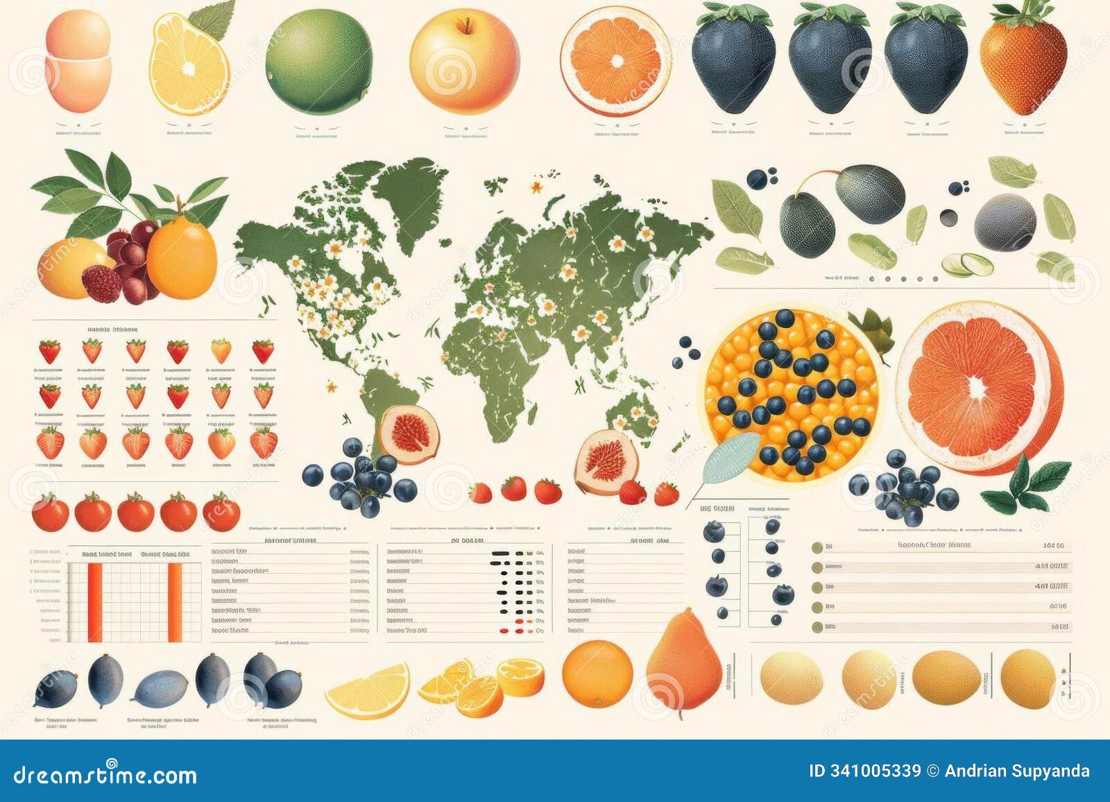 Fruit Production Around the World, a Visual Guide Stock Illustration ...