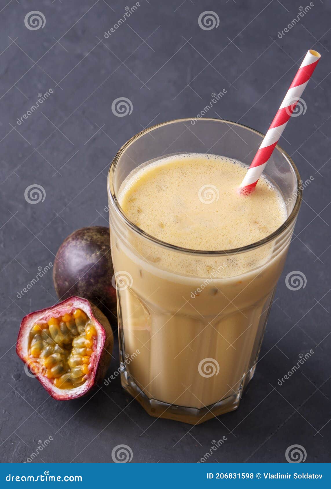 Fruit Protein Shake on a Concrete Background. Fresh Milkshake with ...