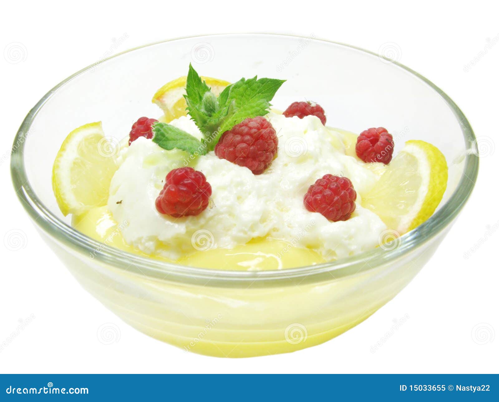 Fruit Pudding Dessert with Raspberry Stock Image - Image of peppermint ...