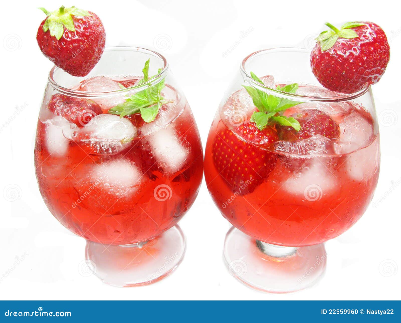 Fruit Punch Cocktails with Ice and Strawberry Stock Photo - Image of ...
