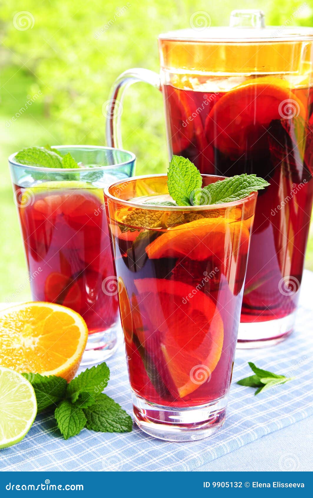 Fruit Punch in Pitcher and Glasses Stock Photo - Image of freshness ...