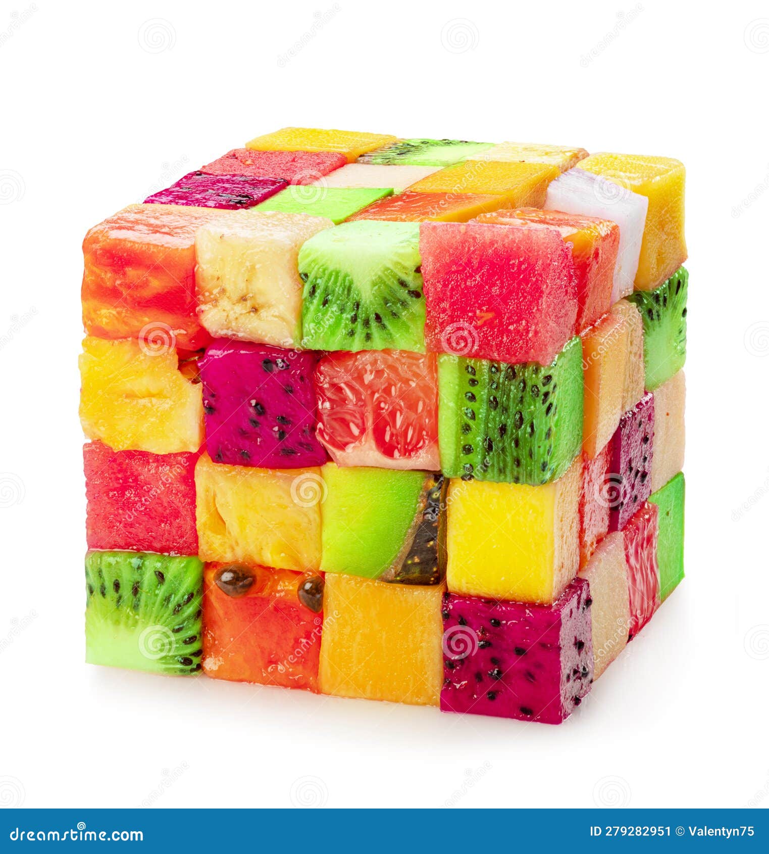 Fruit Puzzle Cube Arranged from Different Fruit Cubes. Dietary Concept ...
