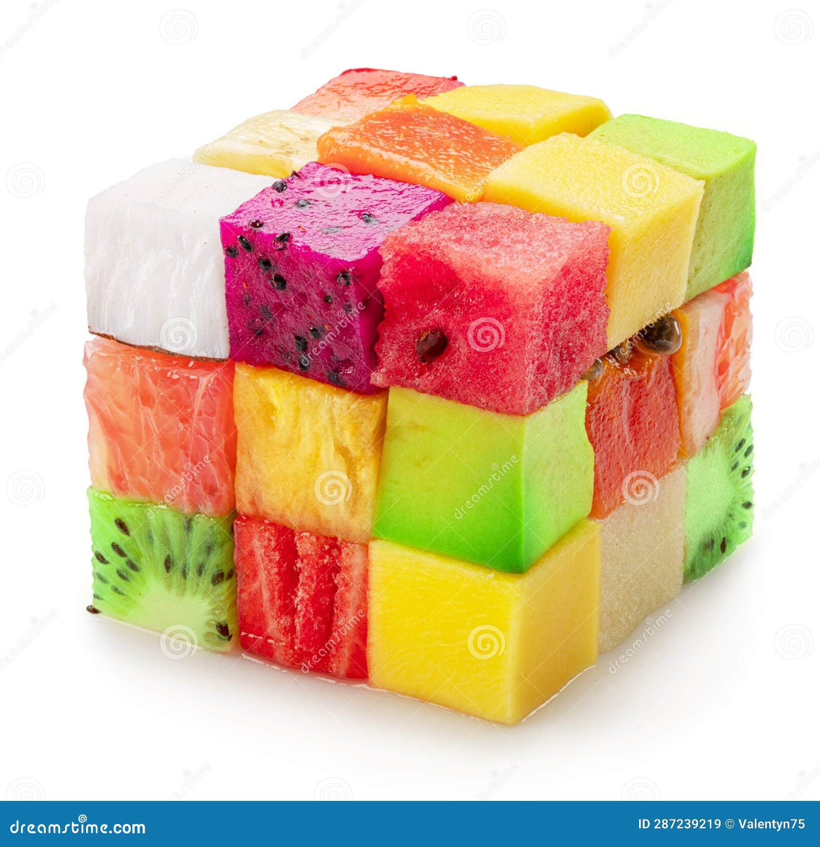 Fruit Puzzle Cube Arranged from Different Fruit Cubes. Dietary Concept ...