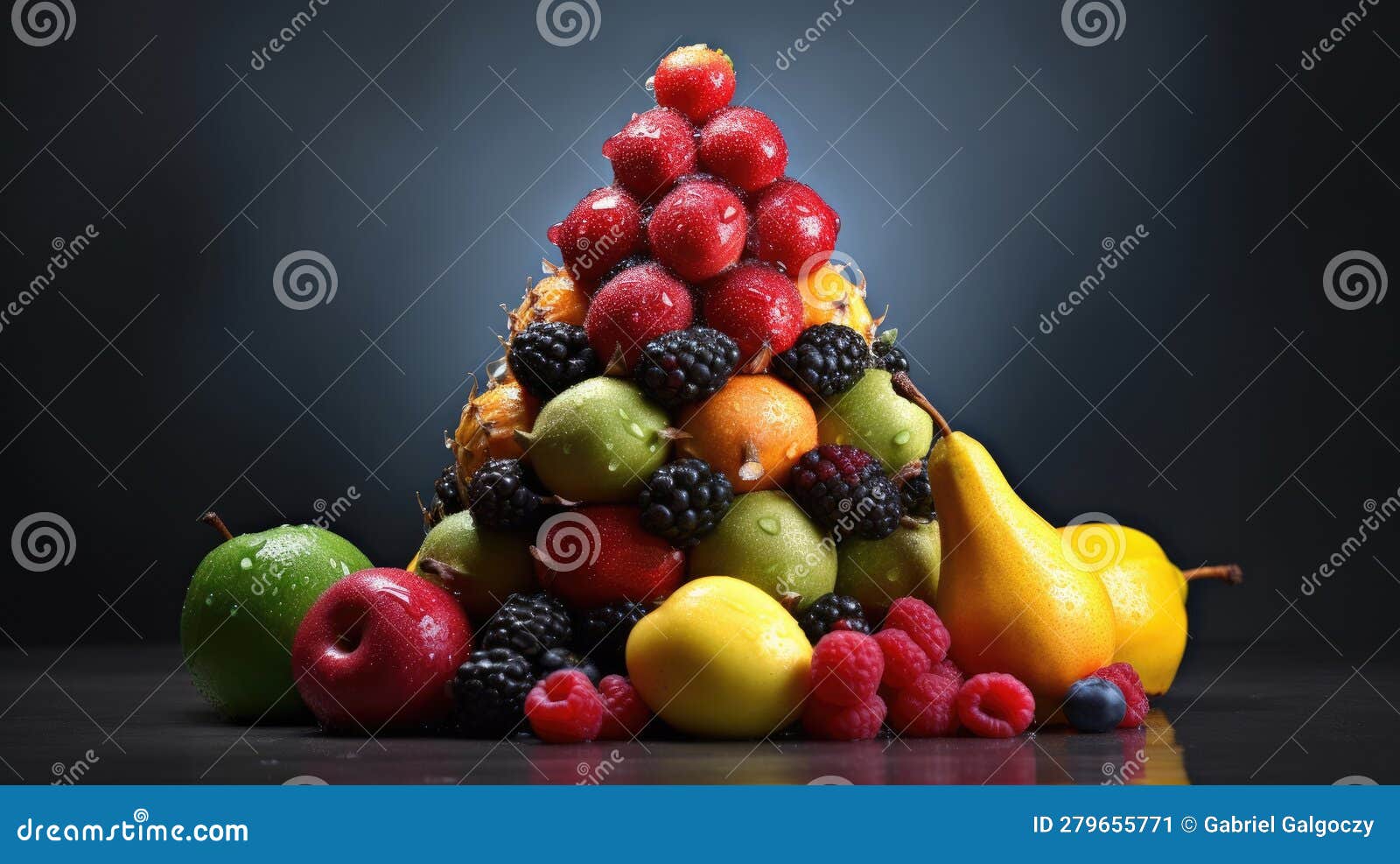 Fruit Pyramid. Healthy Eating Concept Food Pyramid. Banana, Pear ...