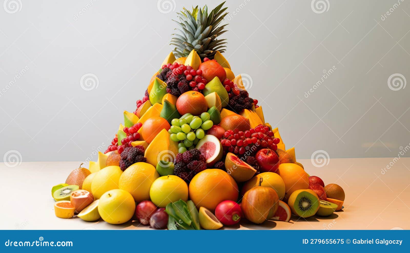 Fruit Pyramid. Healthy Eating Concept Food Pyramid. Banana, Pear ...