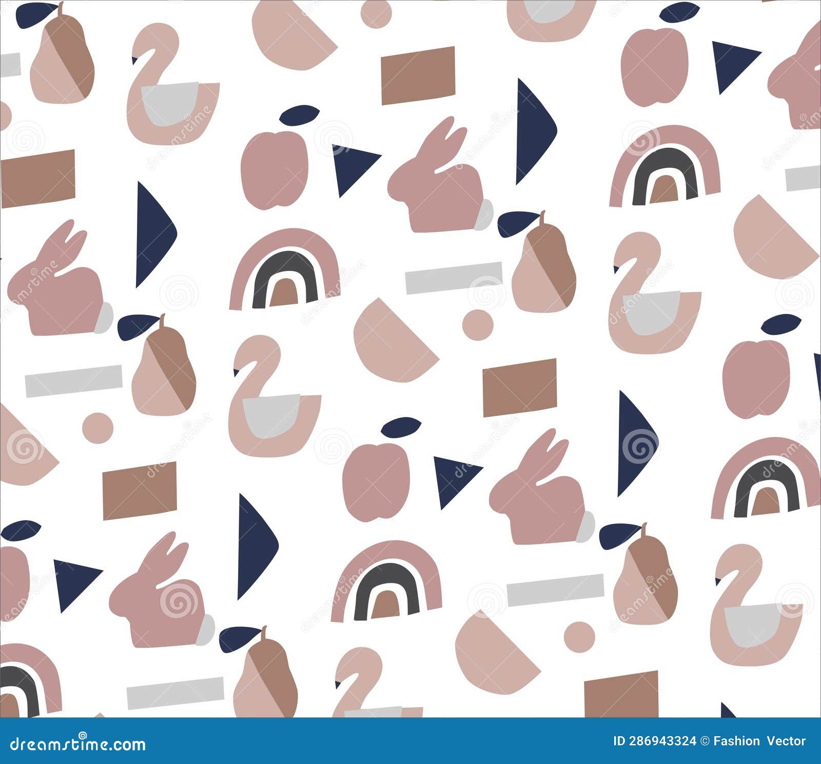 Fruit Rabbit Duck Pattern Design Print Vector Stock Illustration ...