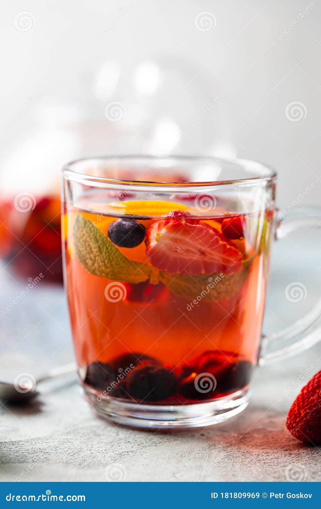 Fruit red tea with berries stock image. Image of healthy - 181809969