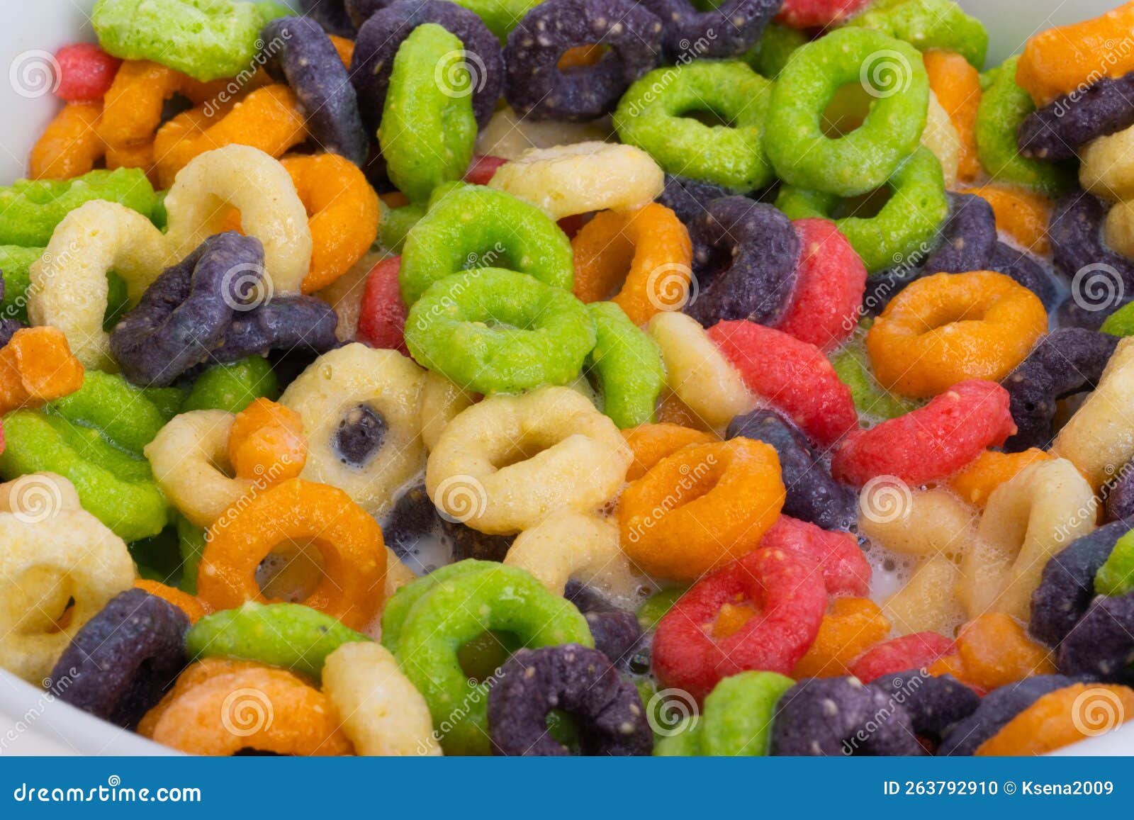 Fruit Rings with Milk Isolated Stock Photo - Image of meal, morning ...