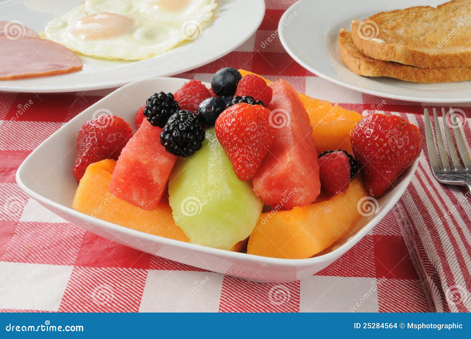 Fruit salad breakfast stock photo. Image of toast, blackberries - 25284564