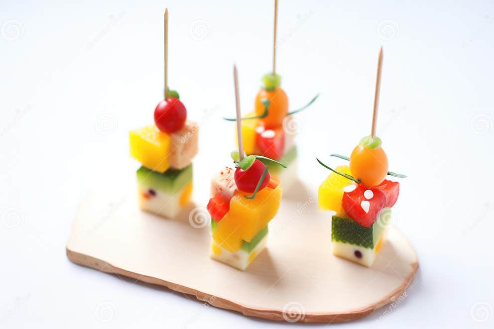 Fruit Salad Cubes Presented As a Snack on Toothpicks Stock Photo ...