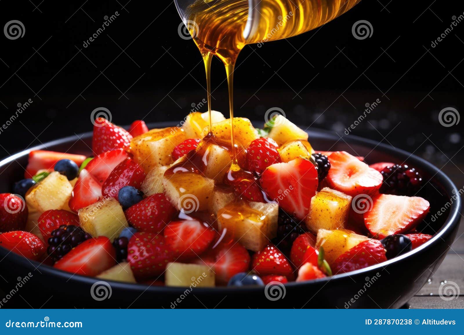 Fruit Salad with a Drizzle of Honey and Cinnamon Stock Illustration ...