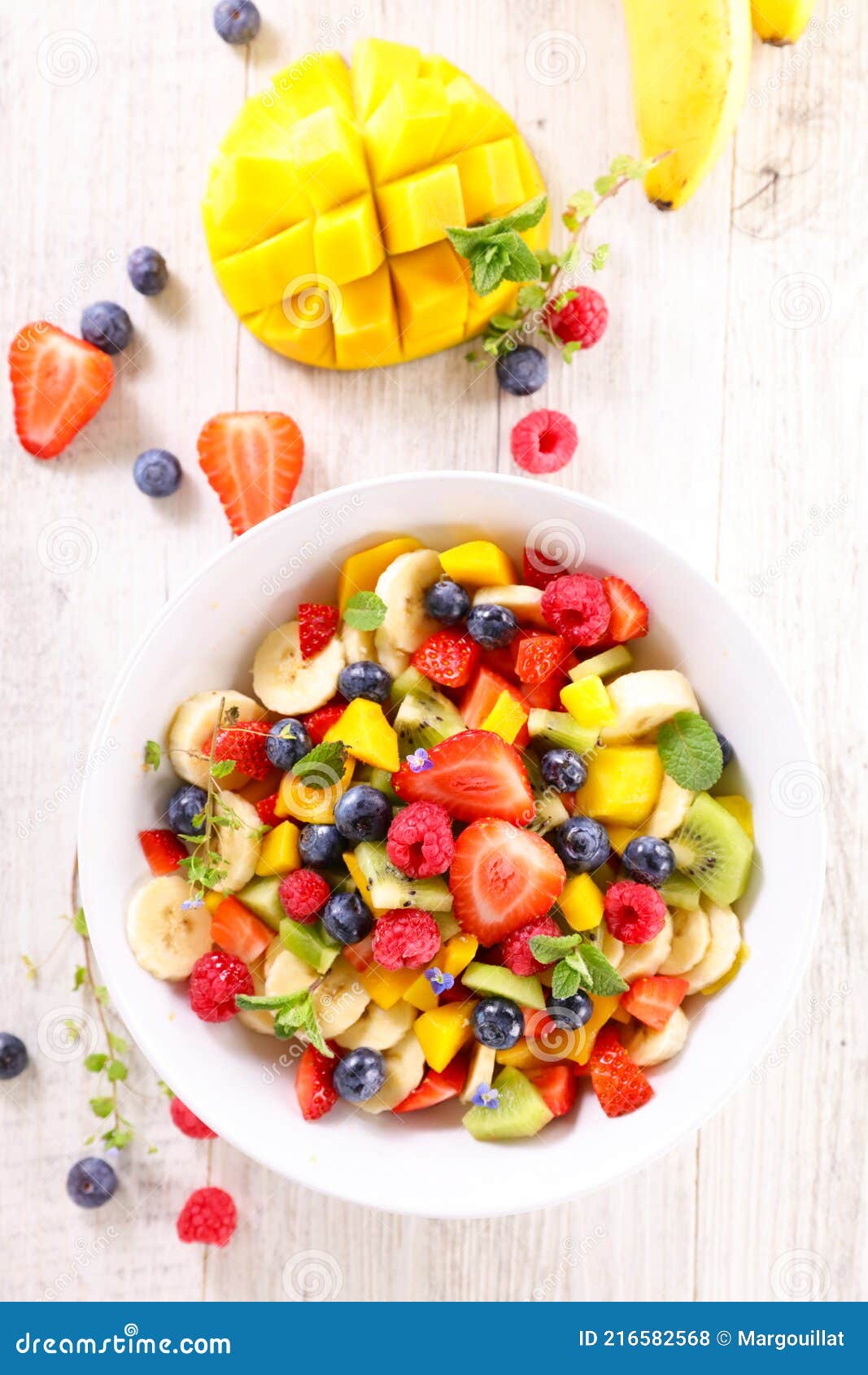 Fruit salad with mango stock photo. Image of diet, food - 216582568