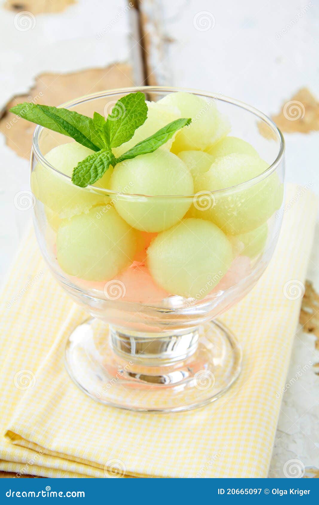 Fruit Salad with Melon Balls in Gla Stock Image - Image of salad ...