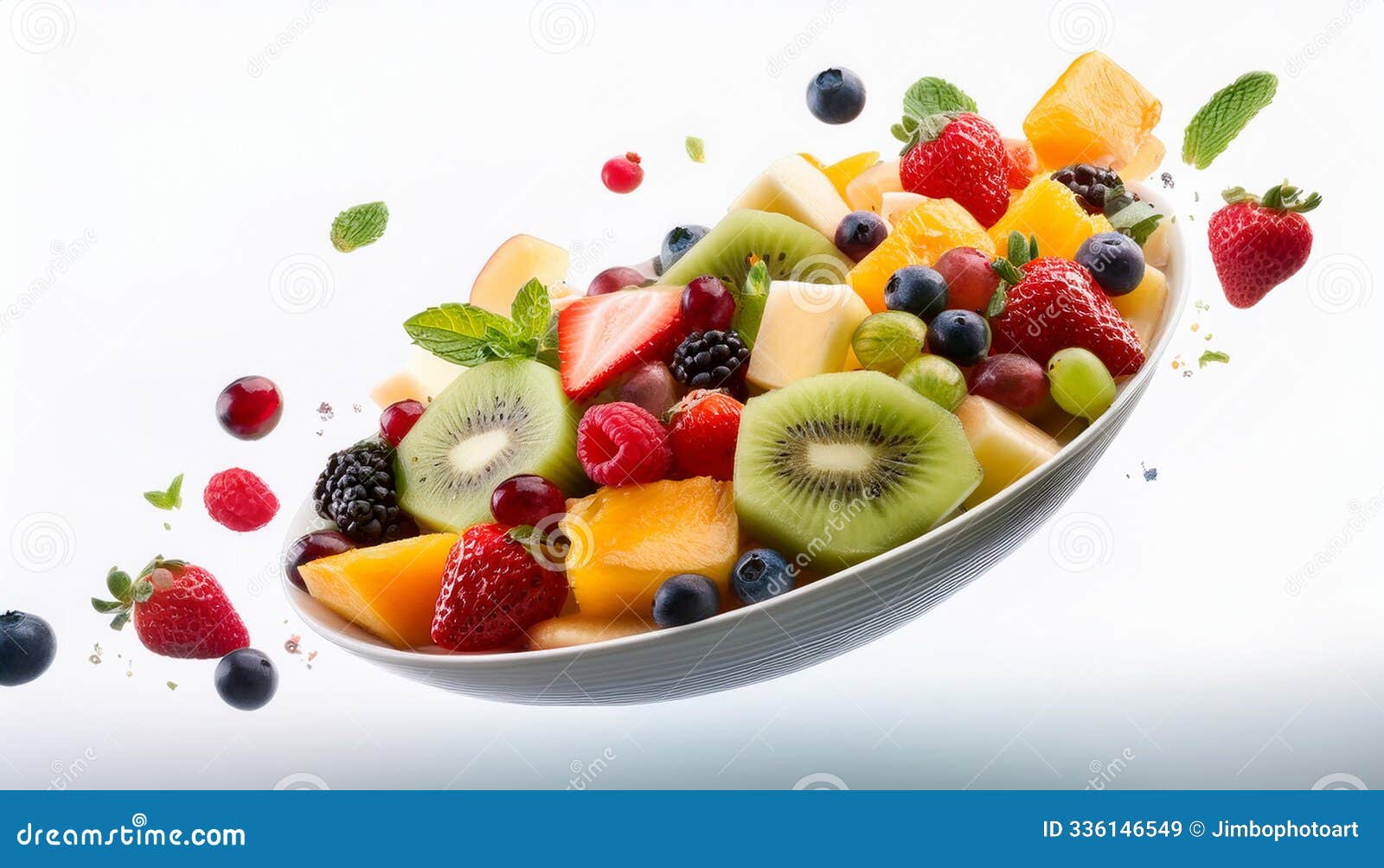Fruit Salad with Milk Floating Stock Illustration - Illustration of ...