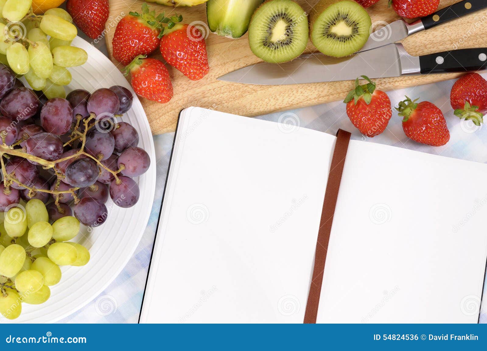 Fruit Salad Selection, Recipe Book, Copy Space Stock Photo - Image of ...