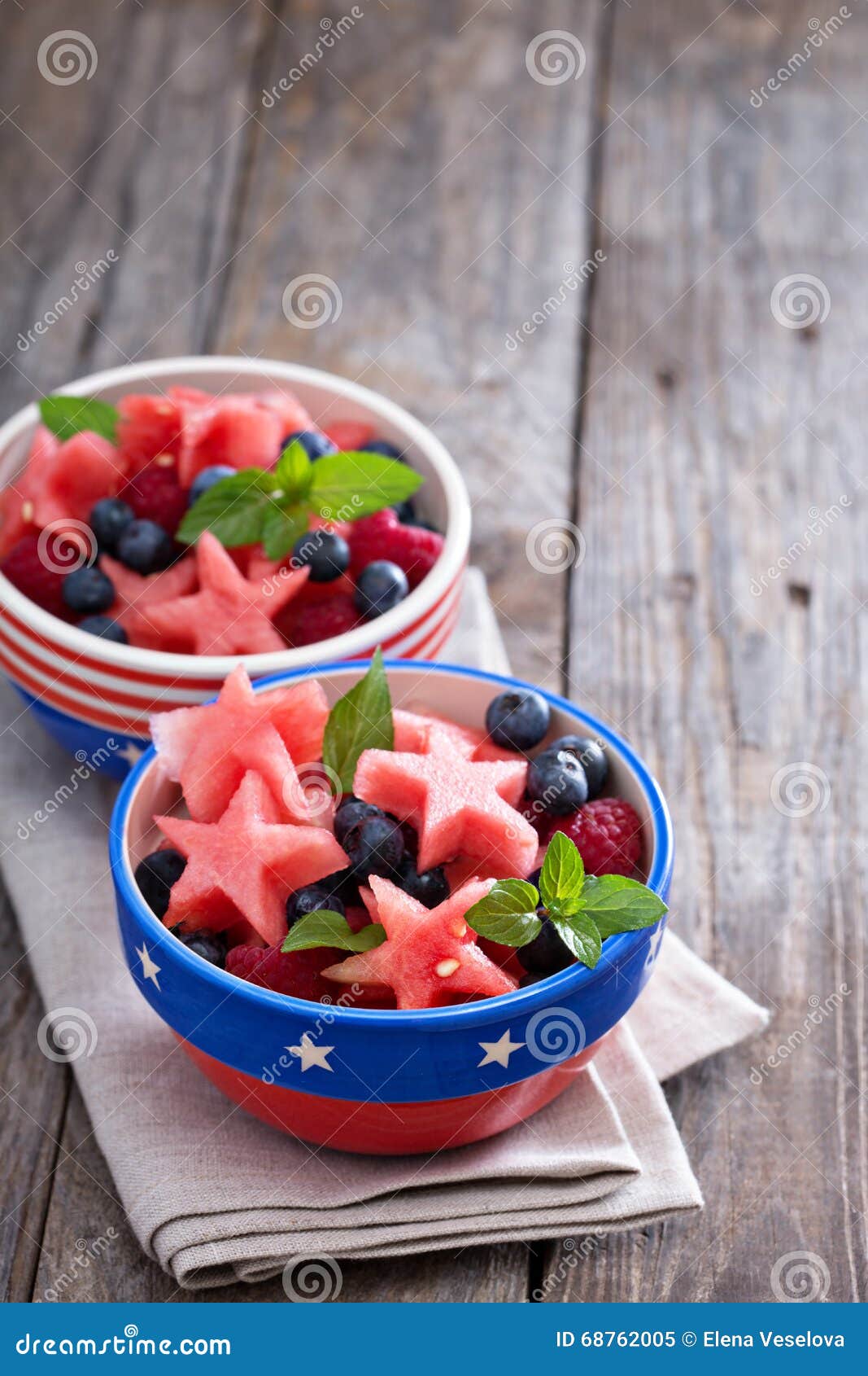 Fruit Salad with Watermelon and Blueberries Stock Image - Image of ...