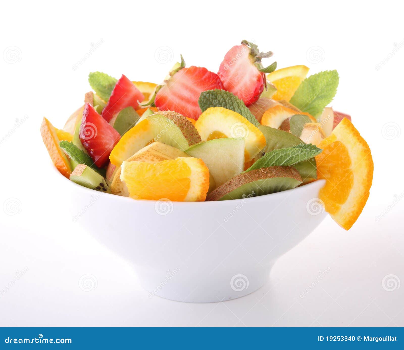 Fruit Salad on White Background Stock Photo - Image of kiwi, apple ...